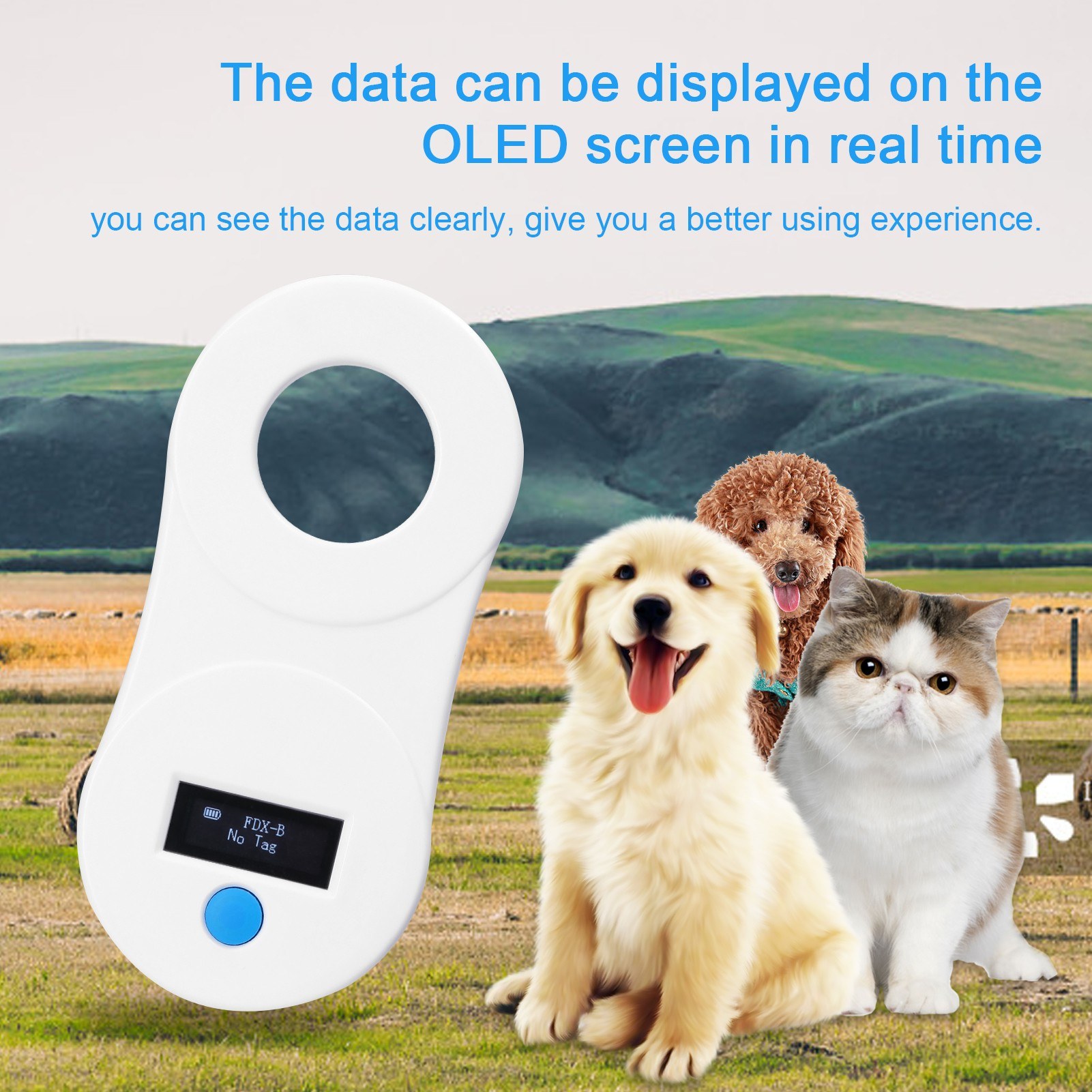 134.2KHz Animal Chip Scanner Handheld Portable Animal Chip Scanning ...