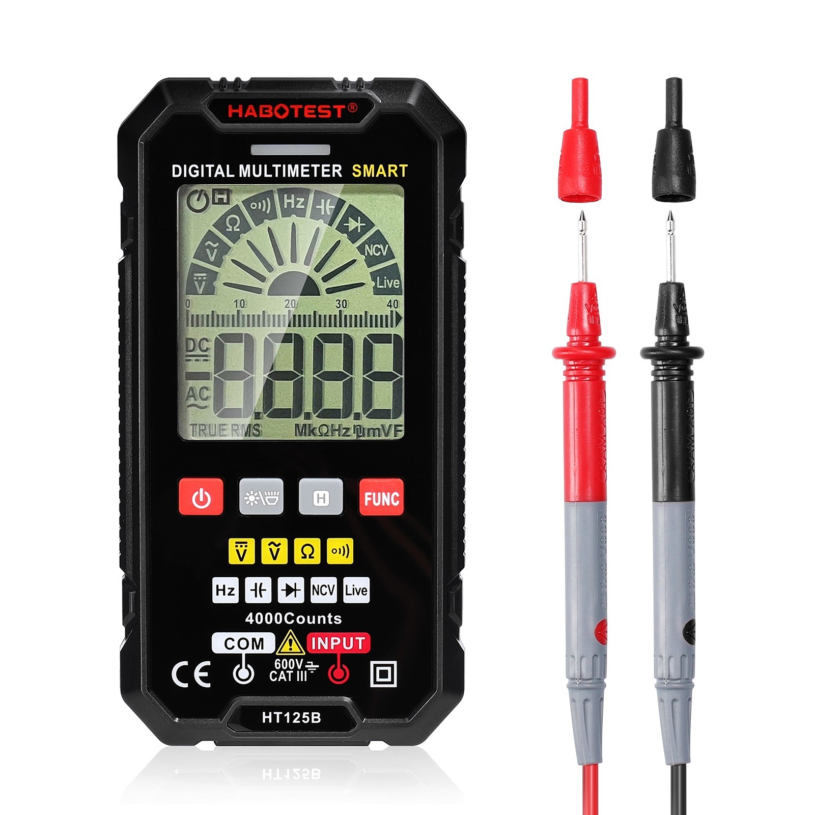 HT125B Grande Tela Multímetro Digital Inteligente Portátil 4000 ...