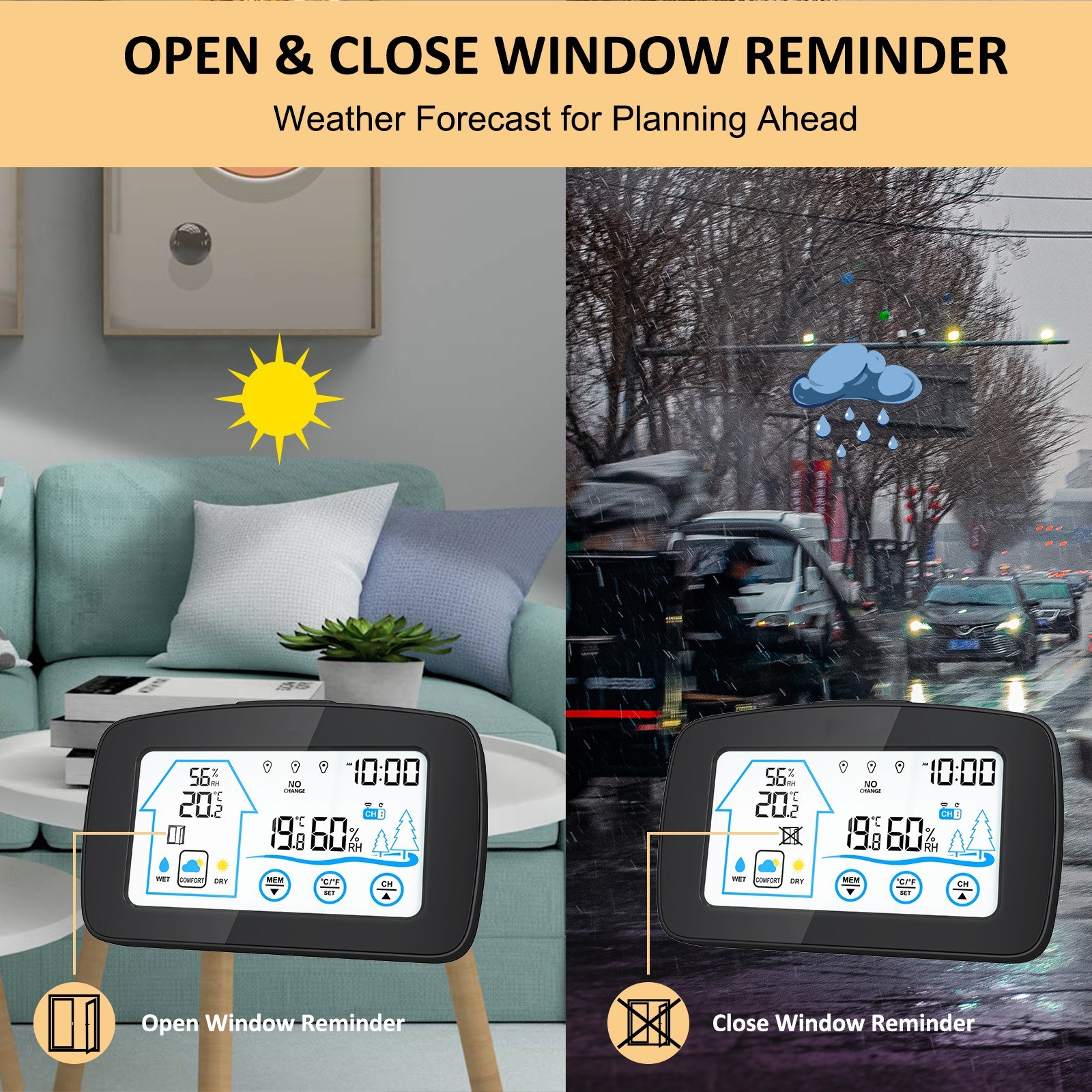 Backlight Touch Screen Digital Weather Station, Smart Temperature and ...