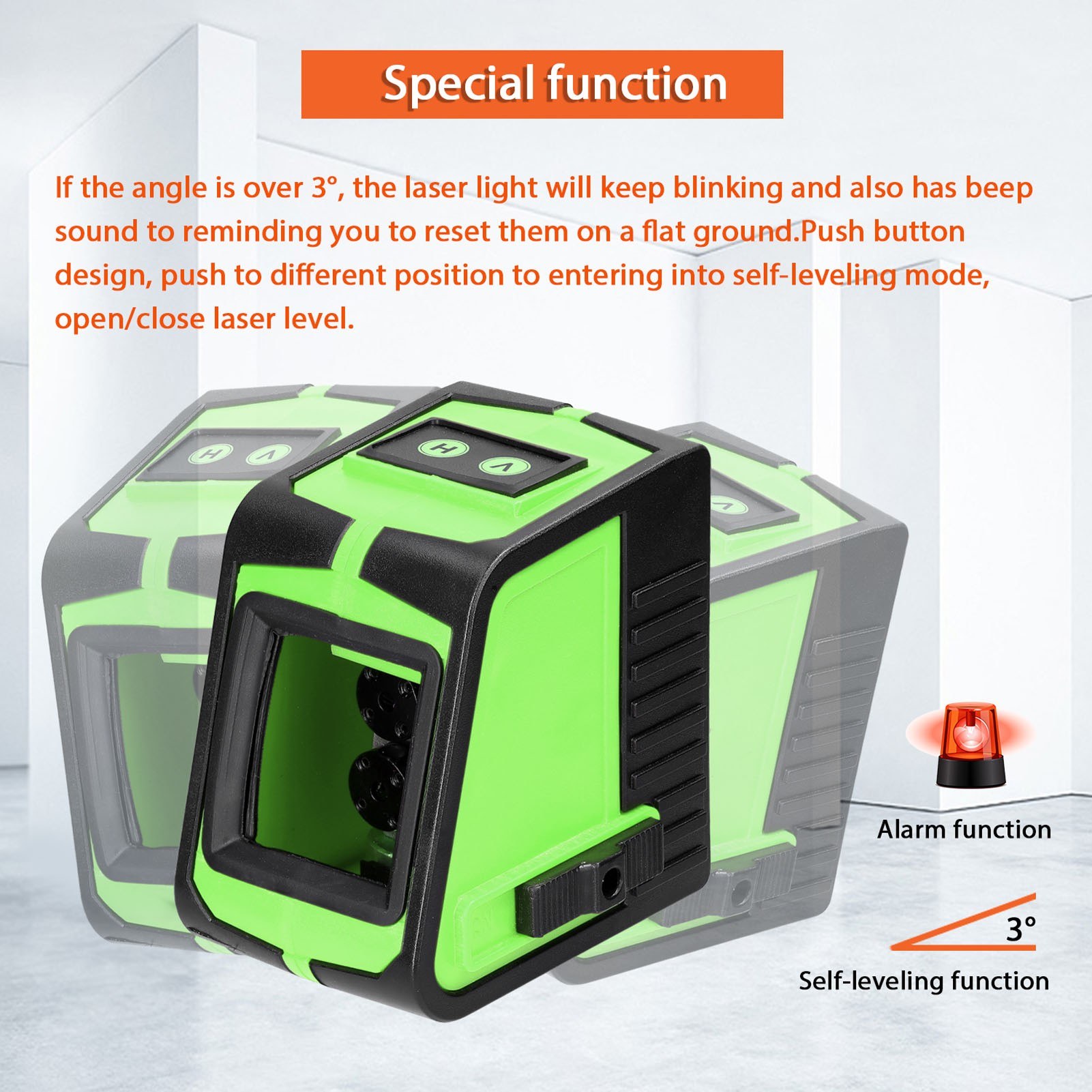 Multifunctional 2 Lines Laser Level Large Window Leveling Tool with 3 ...