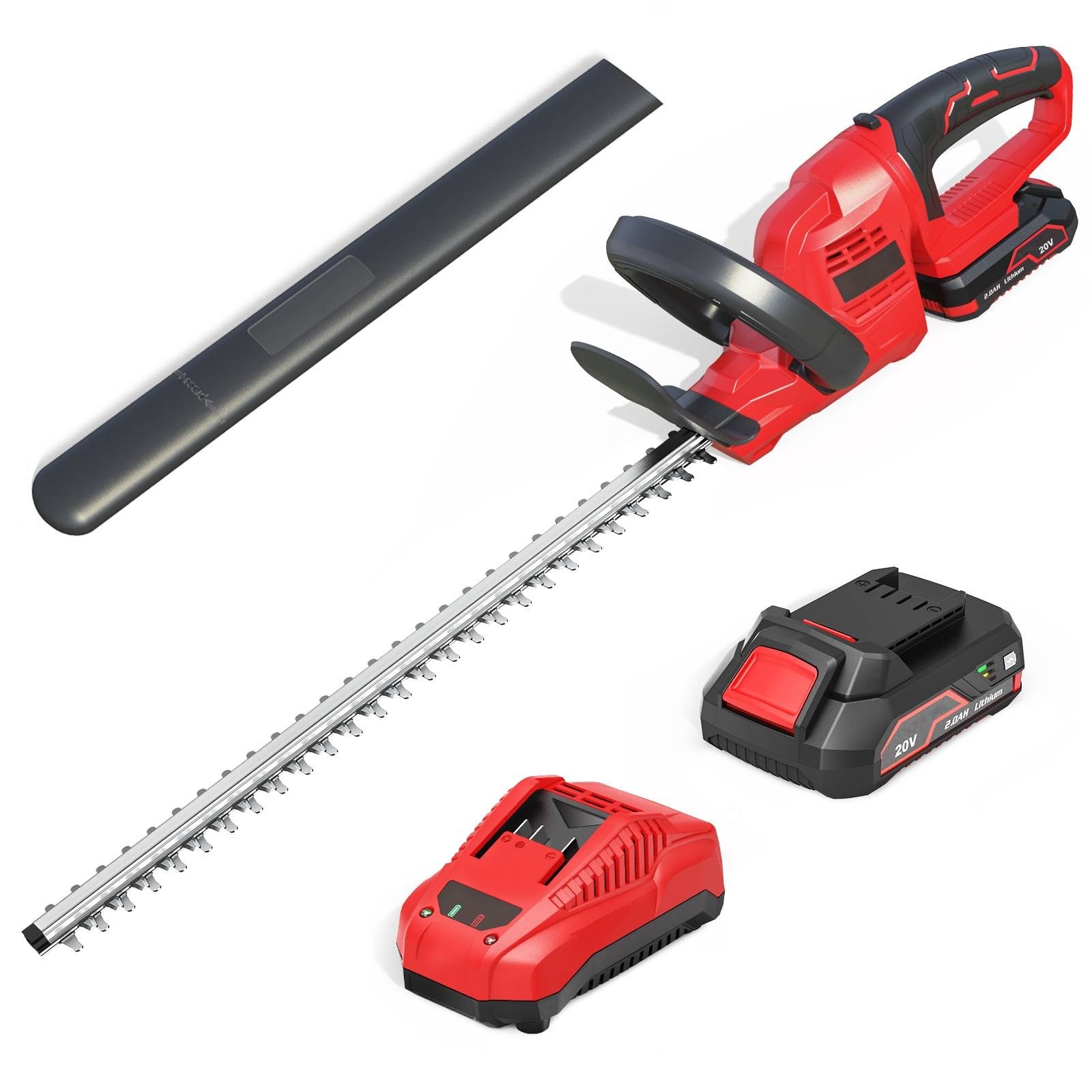 Meterk Cordless Hedge Trimmer, 20V Bush Trimmer 20-Inch Dual-Action ...