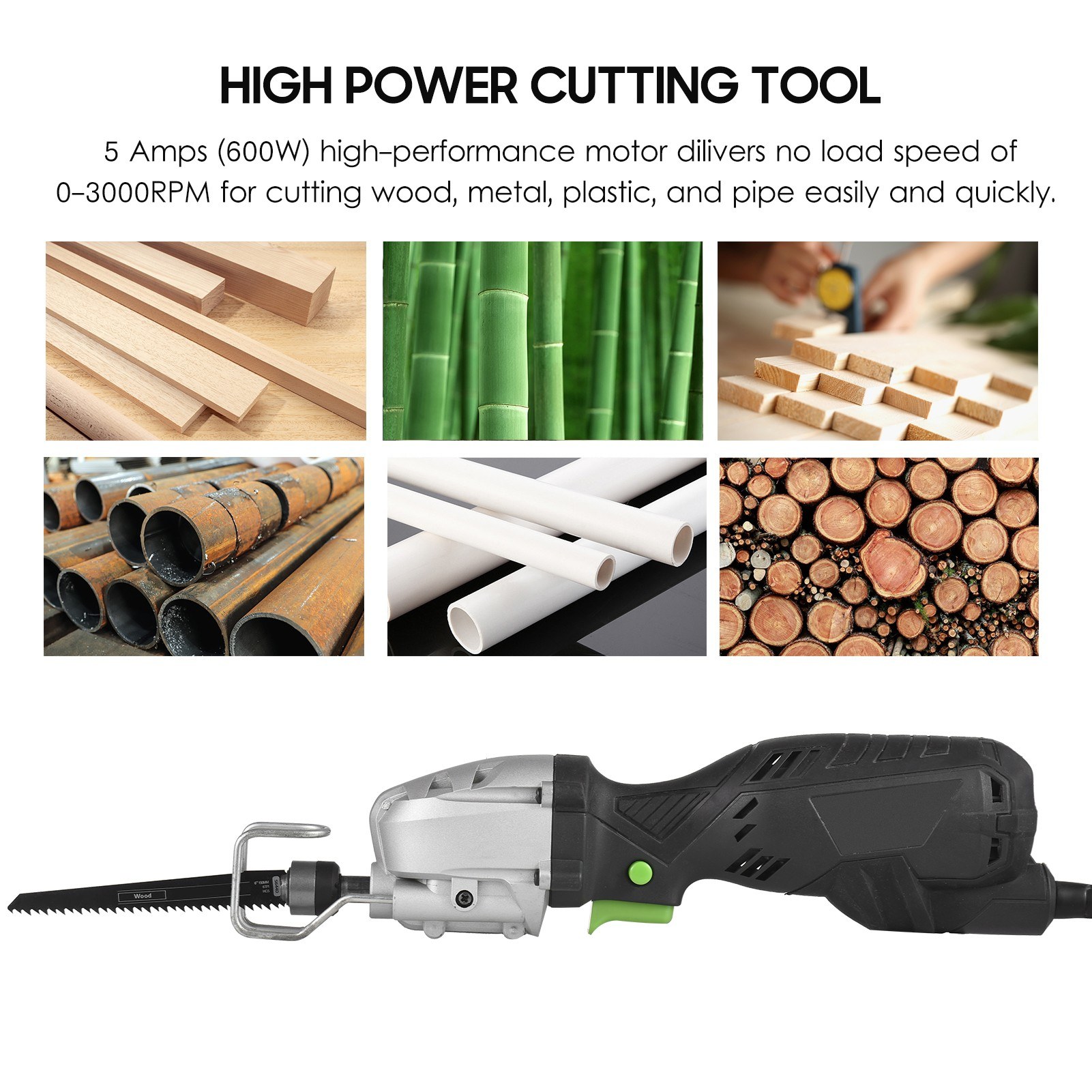 600W 5-Amp Mini Compact Reciprocating Saw Corded Reciprocating-type Saw ...