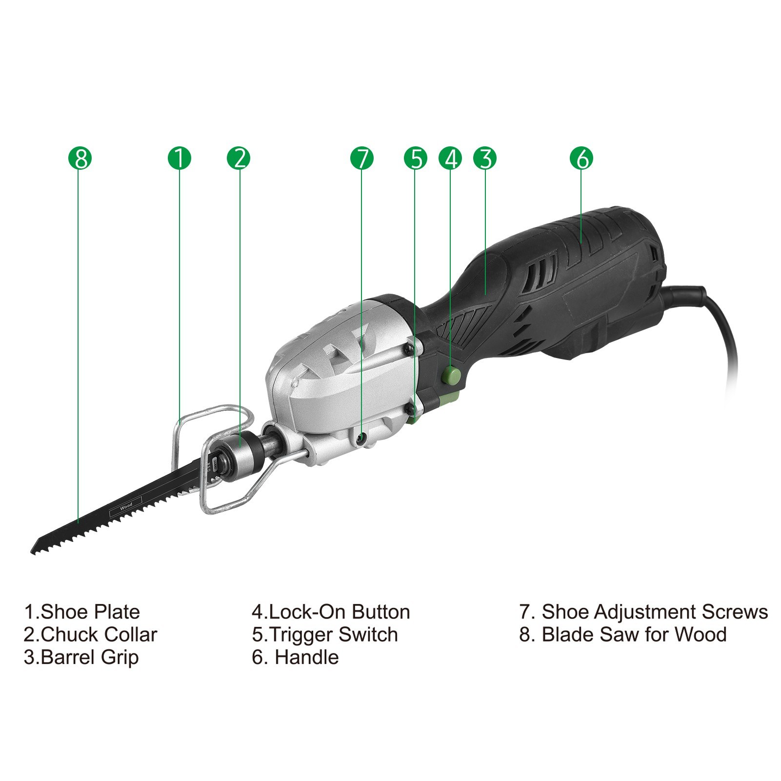 600W 5-Amp Mini Compact Reciprocating Saw Corded Reciprocating-type Saw ...