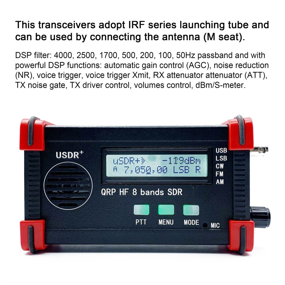 Carhar 10W Max USDX 8 Band SDR Alle Modi USB AM LSB FM HF SSB QRP Transceiver QCX-SSB mit Akku ...