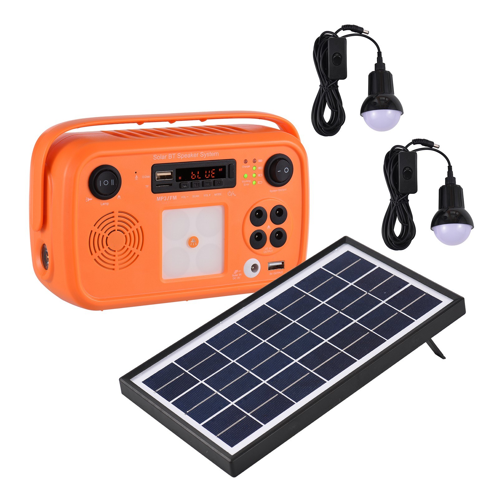 Solar BT Speaker System with Emergency Charging & Lighting BT FM Radio ...