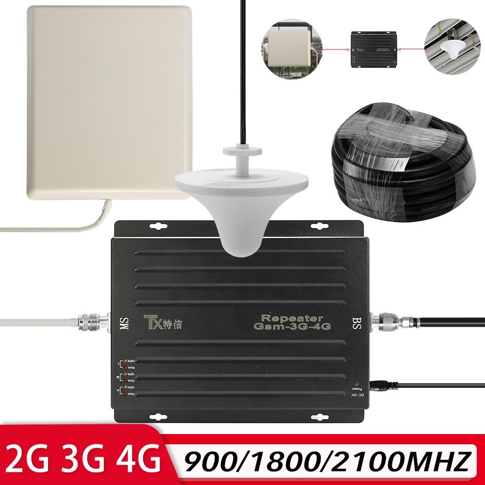 100-240V Tri Band Amplifier GSM DCS WCDMA Universal Mobile Phone Signal ...