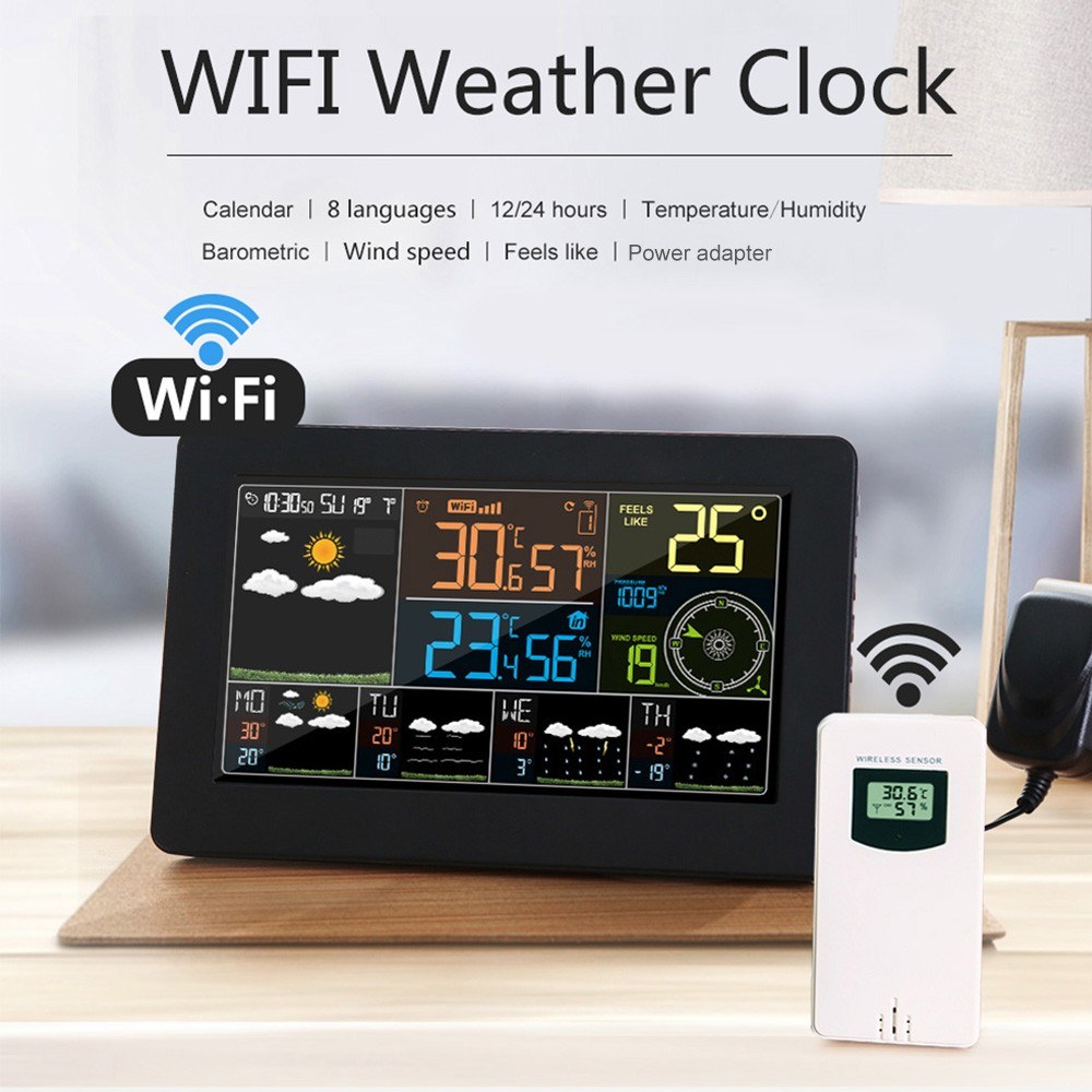 Mrmaere Smart Weather Clock - WiFi Color Screen With Temp And Humidity