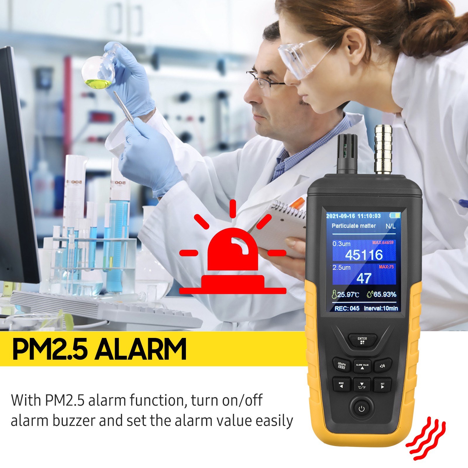 Dust Particle Counter 3-Channel 0.3um/ 2.5um/ 10um PM2.5 PM10 Detector ...