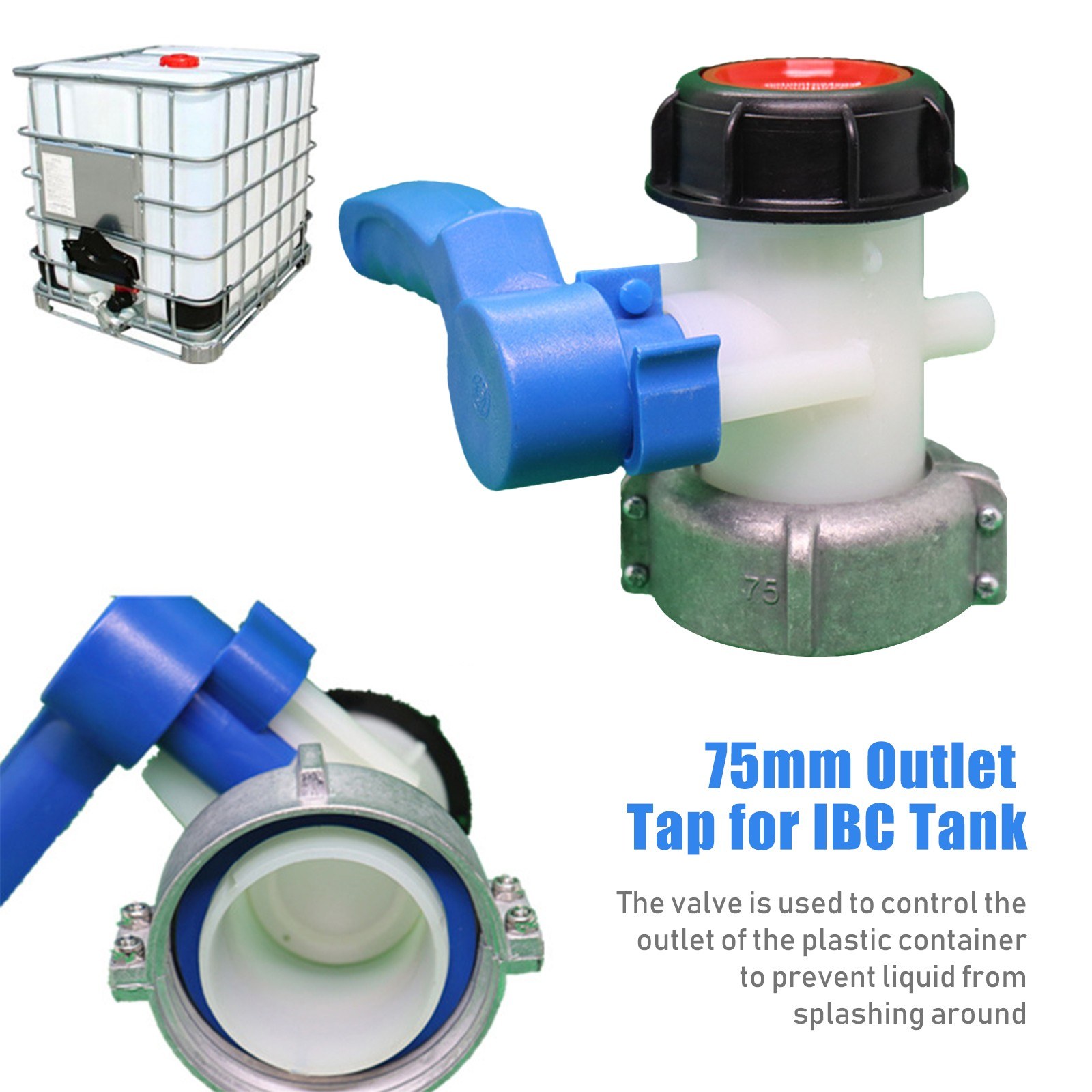 75mm Outlet Tap for IBC Tank Drain Adapter Tap Adapter Valve Stopcock ...