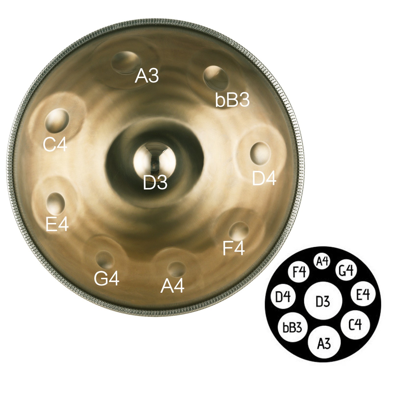 22 pollici Hand Pan Handpan Hand Drum D-Key 9 note (D3 A3 bB3 D4 F4 A4 ...