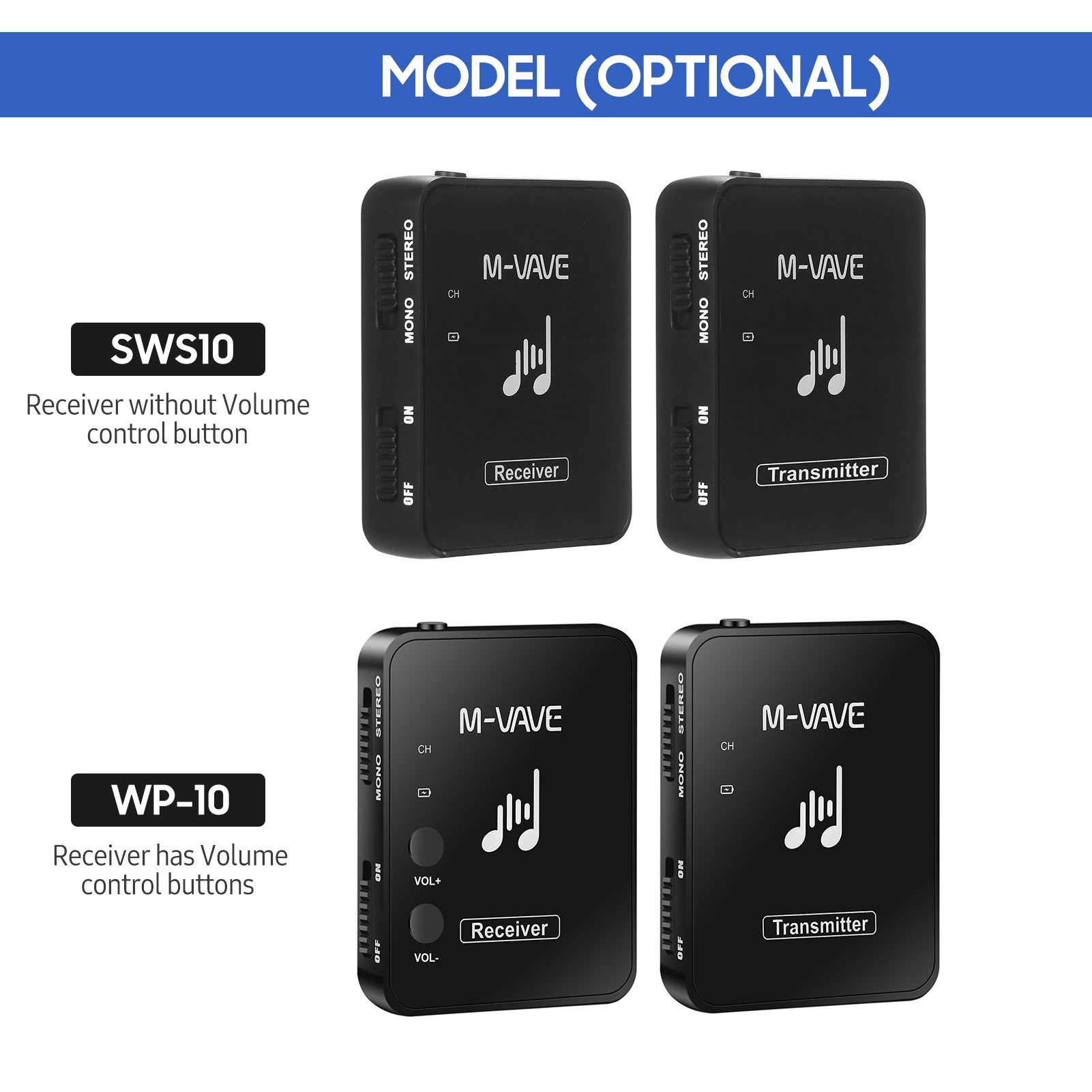 M-VAVE WP-10 2.4GHz Wireless Earphone Monitor Transmission System ...