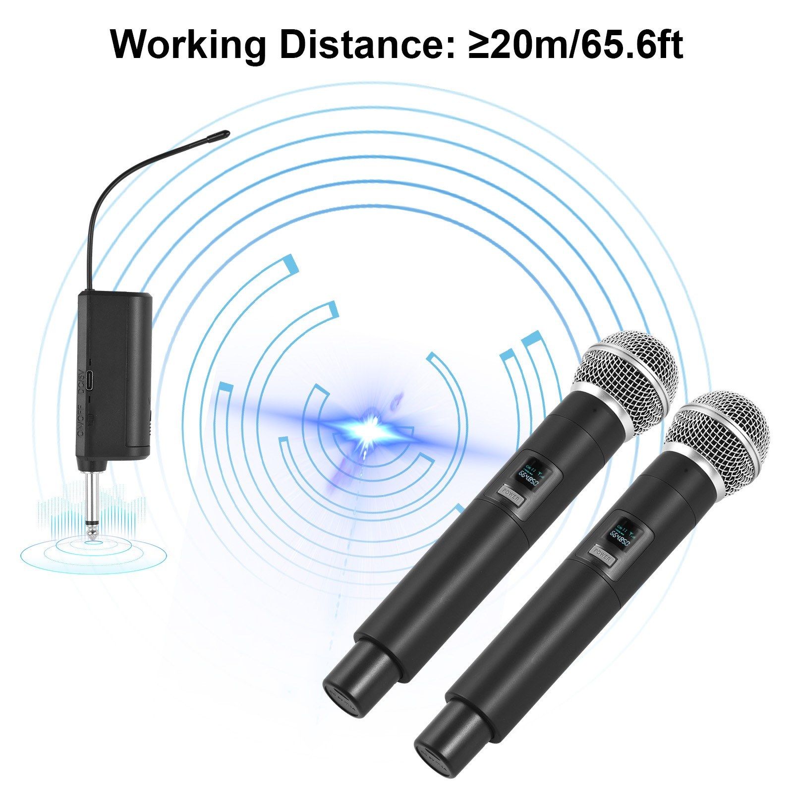 Wireless Microphone Professional UHF Wireless Mic System Handheld Dual ...