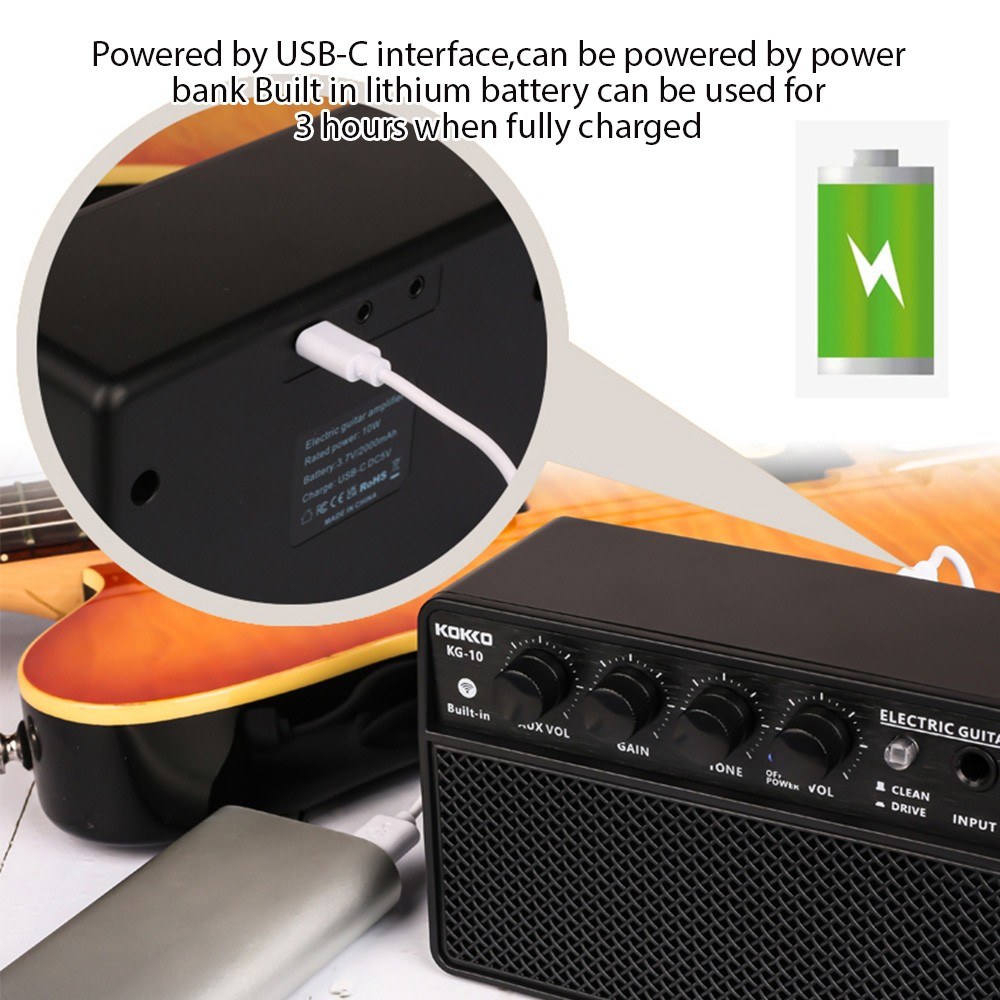 KOKKO KG-10 10W Small Electric Guitar Amp Mini Portable Guitar Practice ...