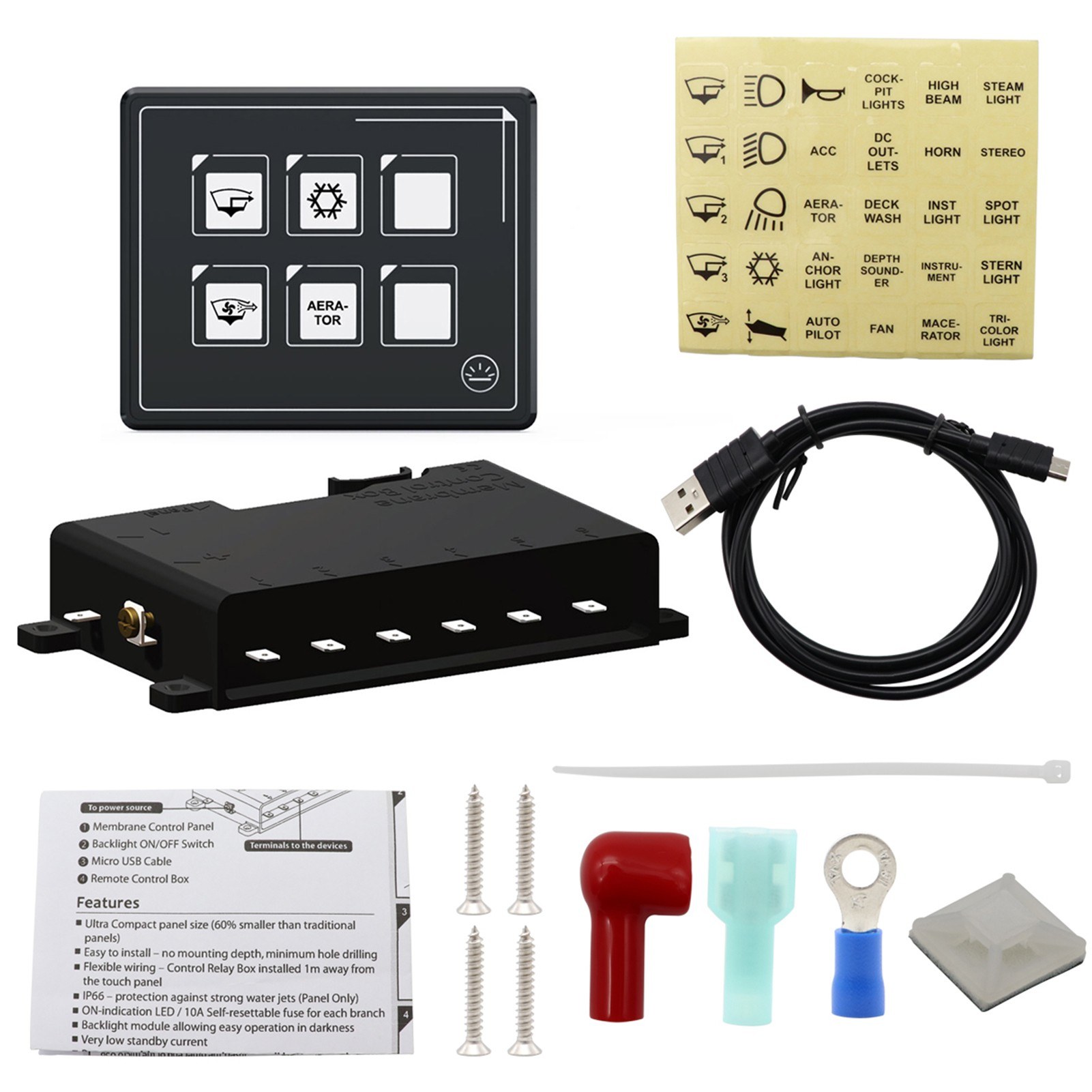 Car Universal 6P Membrane Control Switch Panel with Backlight Module ...