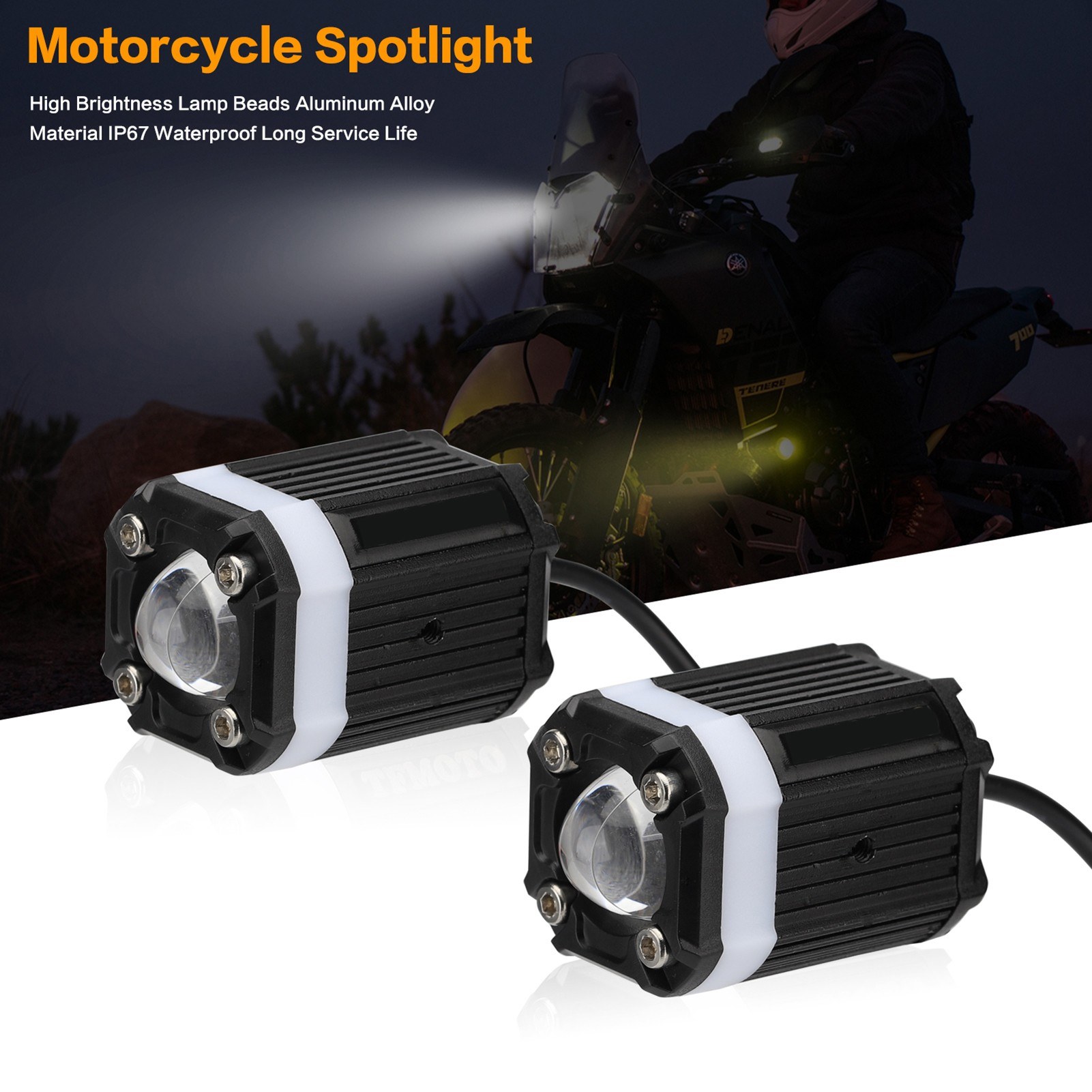 2 Pack Universal LED Motorcycle Spotlight Headlight