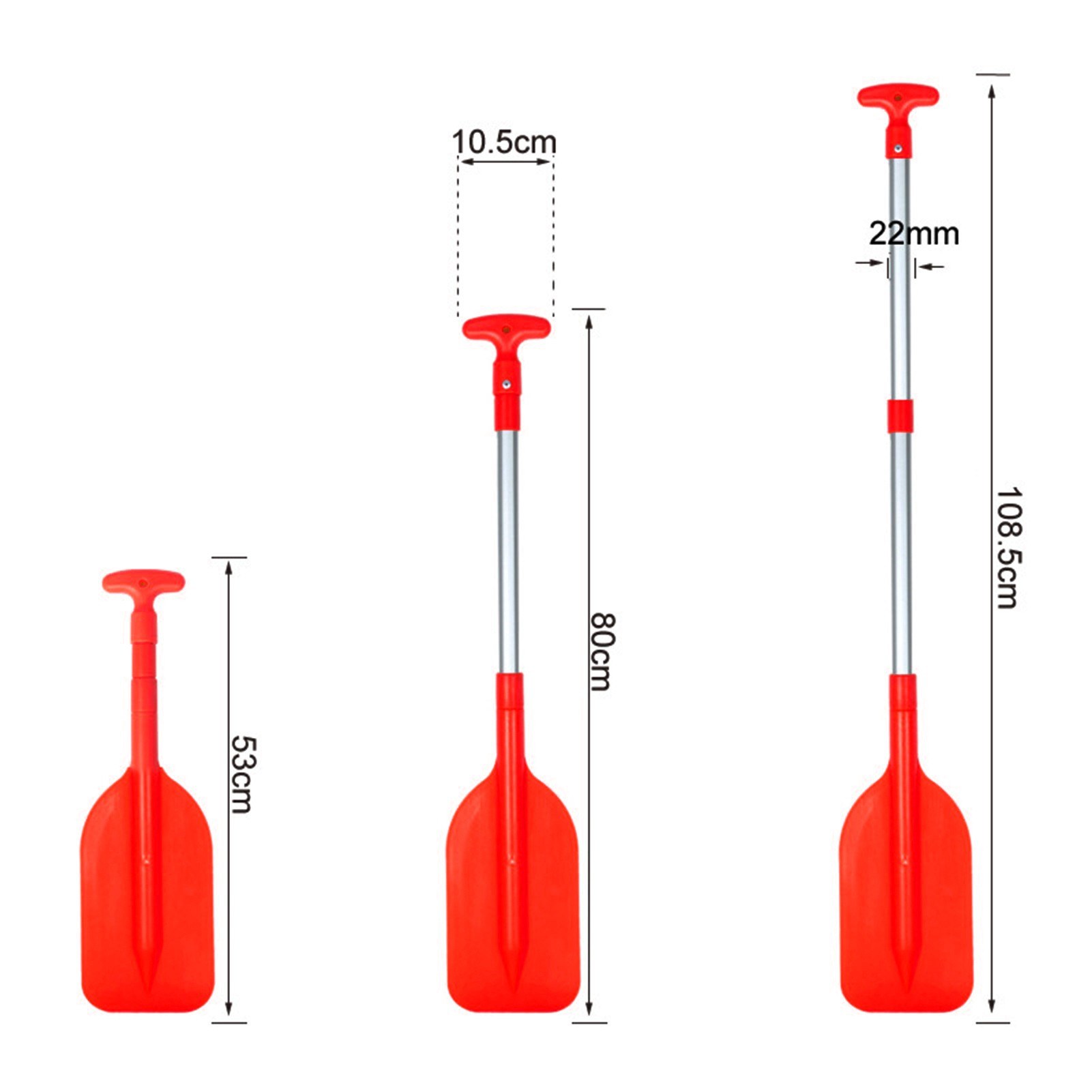 53-108.5cm Telescopic Kayak Paddle Rafting Boat Paddle Canoe Oars ...