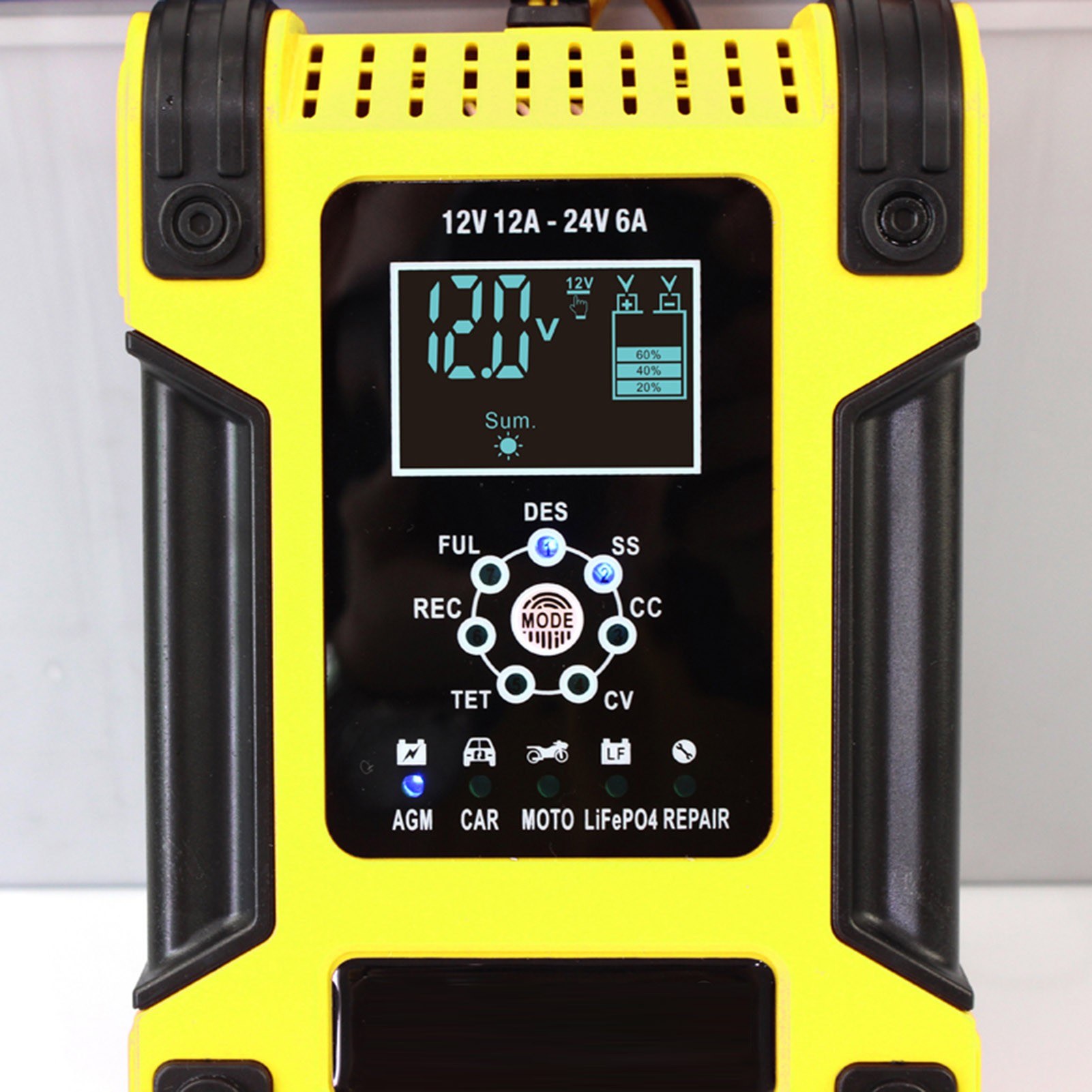 12V 24V 12A 7-stage Automatic Smart Battery Charger Multi-function Car ...