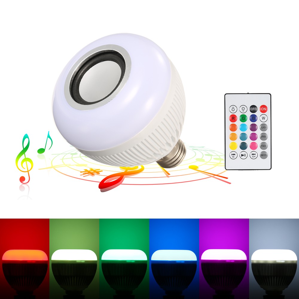 BT Speaker LED Bulb Light RGB+W with Wireless Stereo Audio Remote ...