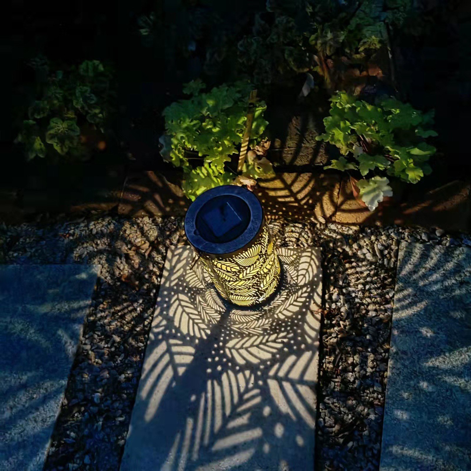 Solar Lamp Portable Leaf Hollow Projection Lamp Courtyard Landscape ...