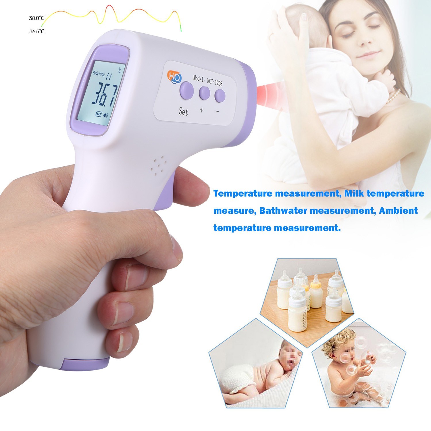 Non-contact IR Infrared Thermometer Forehead 2-in-1 Body/Object ...