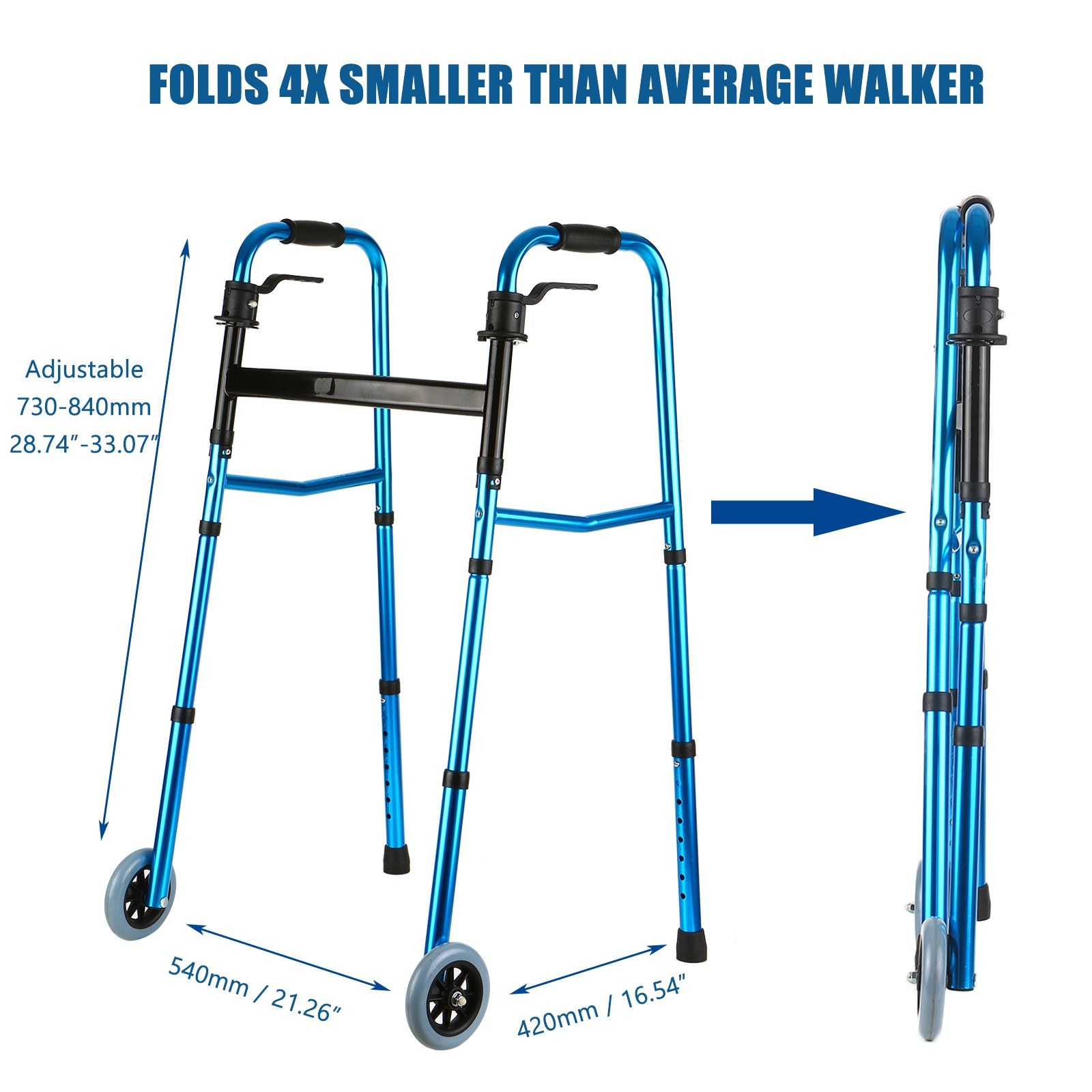 Blue Deluxe Trigger Release Folding Walker