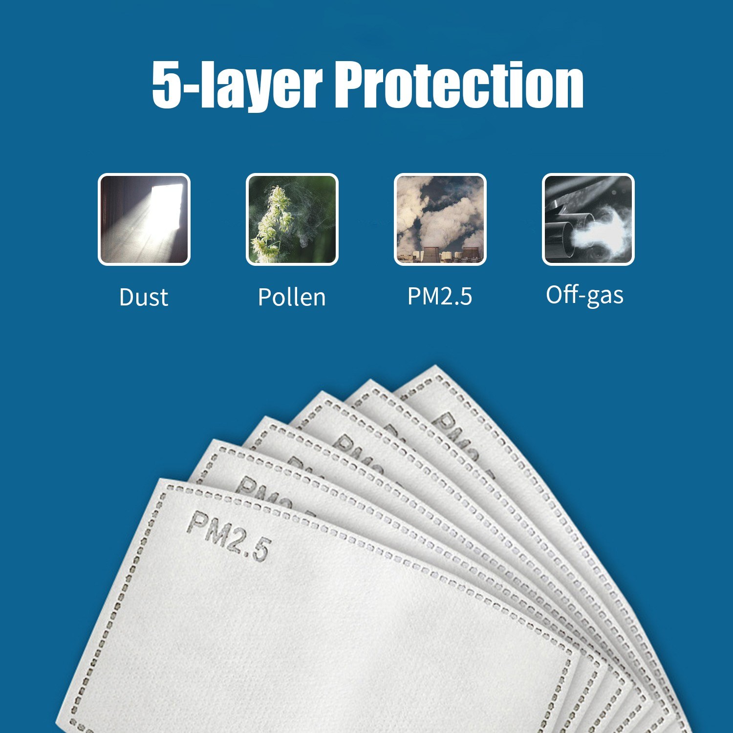 10 PCS Anti PM2.5 Activated Carbon 5-Layer Safety Masks Insert ...