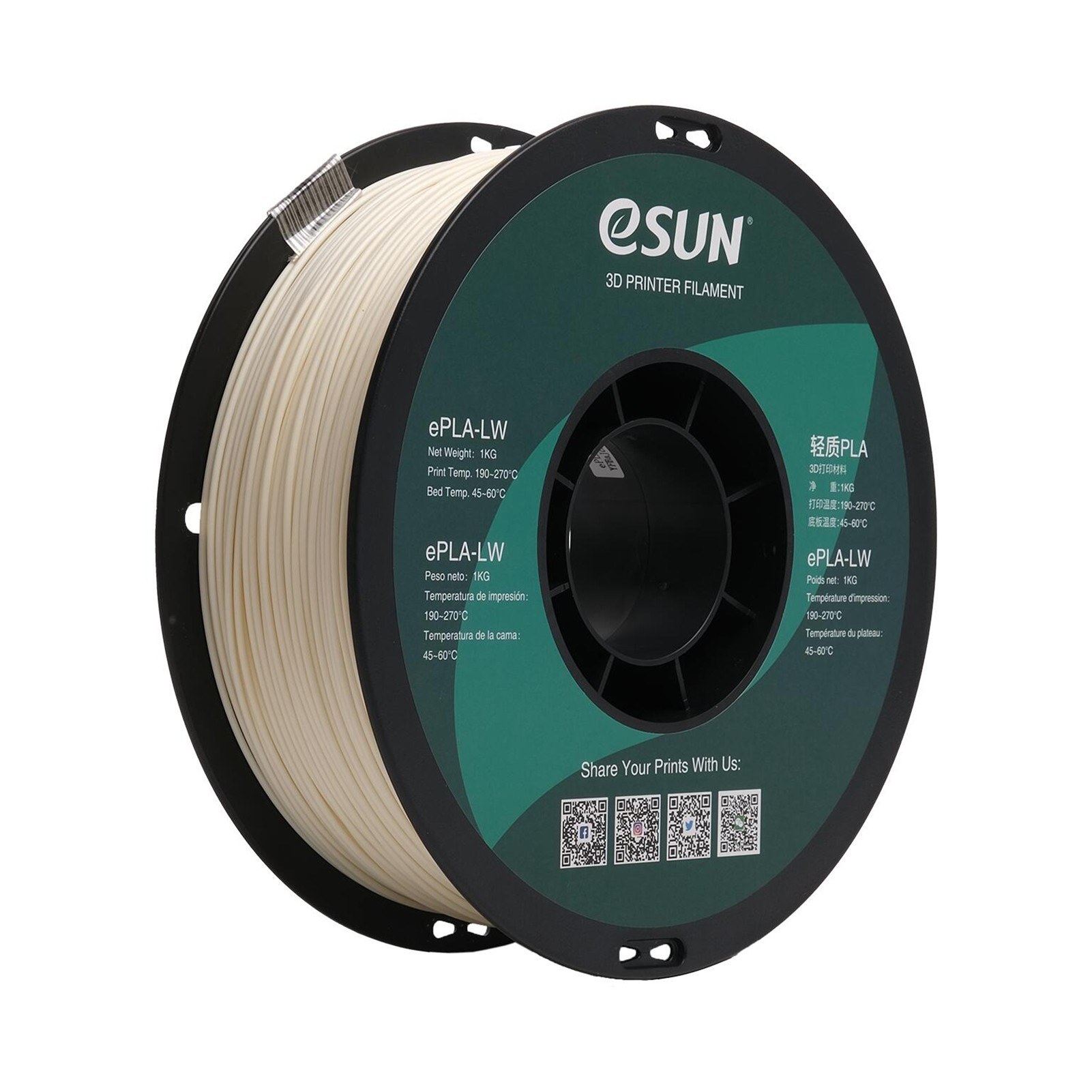 eSUN PLA-LW Lightweight PLA 3D Printer Filament