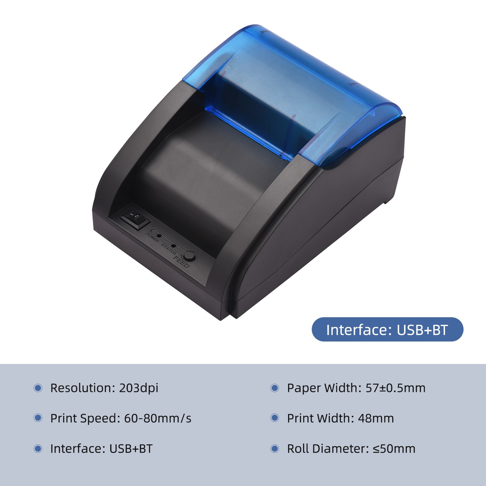 58mm Thermal Receipt Printer Direct Thermal USB&BT Connection for ...
