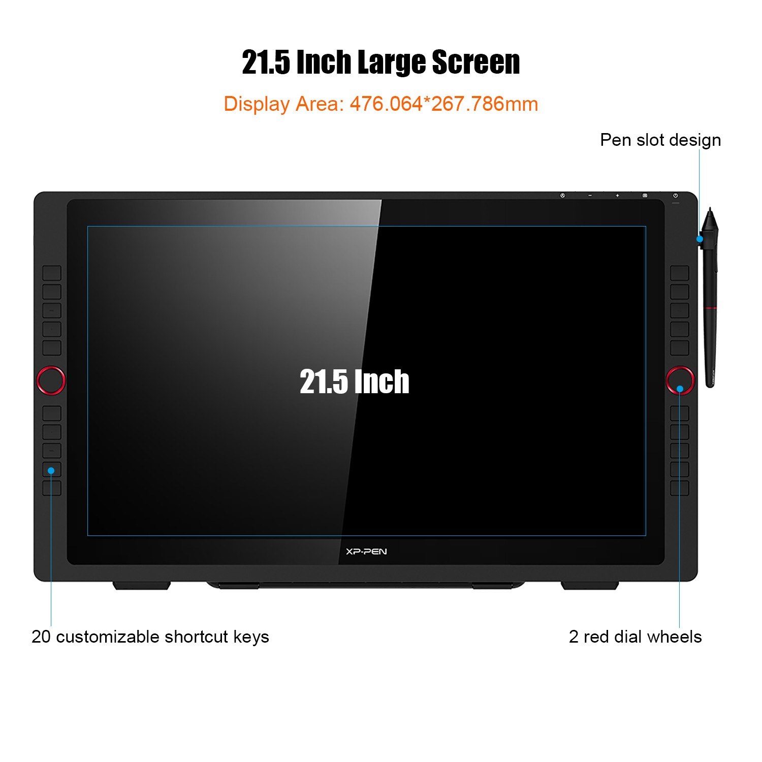 XP-Pen Artist 22R Pro 21.5 Inch Drawing Tablet Graphic Monitor HD IPS ...