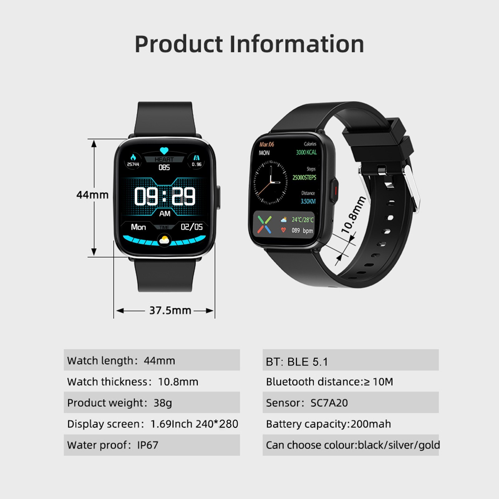 G12 Pro Smart Bracelet Sports Watch 1.69-inch Full-touch Screen 240 x 280px