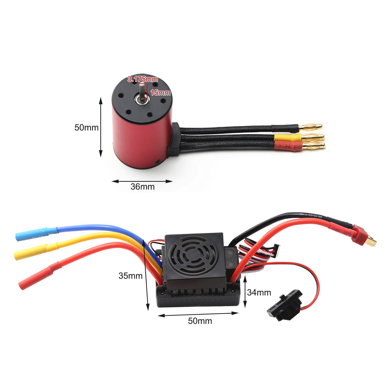 2300KV Brushless Motor 3650 Wasserdichter Motor mit 60A Brushless ESC 5 ...