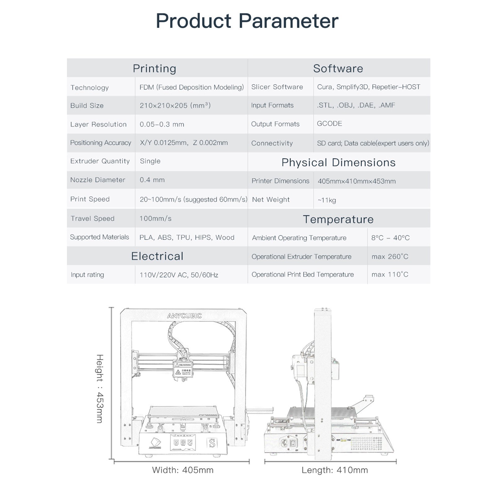 Original ANYCUBIC Mega S 3D Printer Kit 210x210x205mm Print All Metal Frame Titan Extruder ...