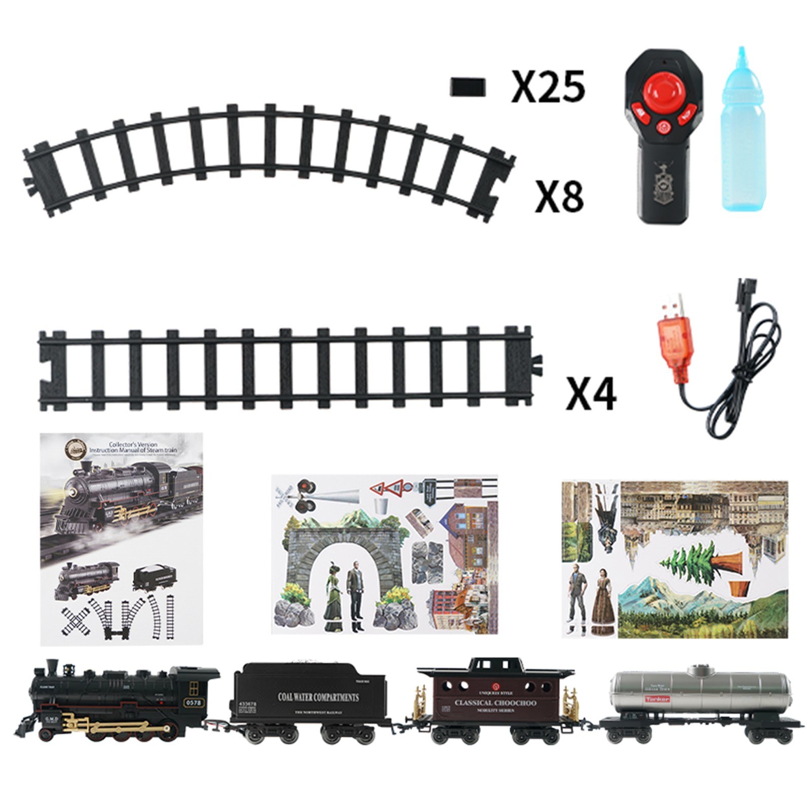 Model Train Set Remote Control Alloy Electric Train with Realistic ...