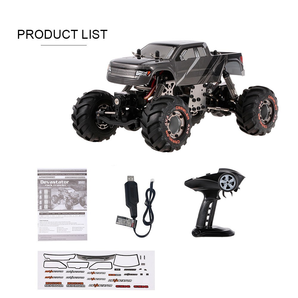 HBX 2098B 1/24 2.4GHz 4WD 4WS Devastator Rock Crawler RTR with Double ...