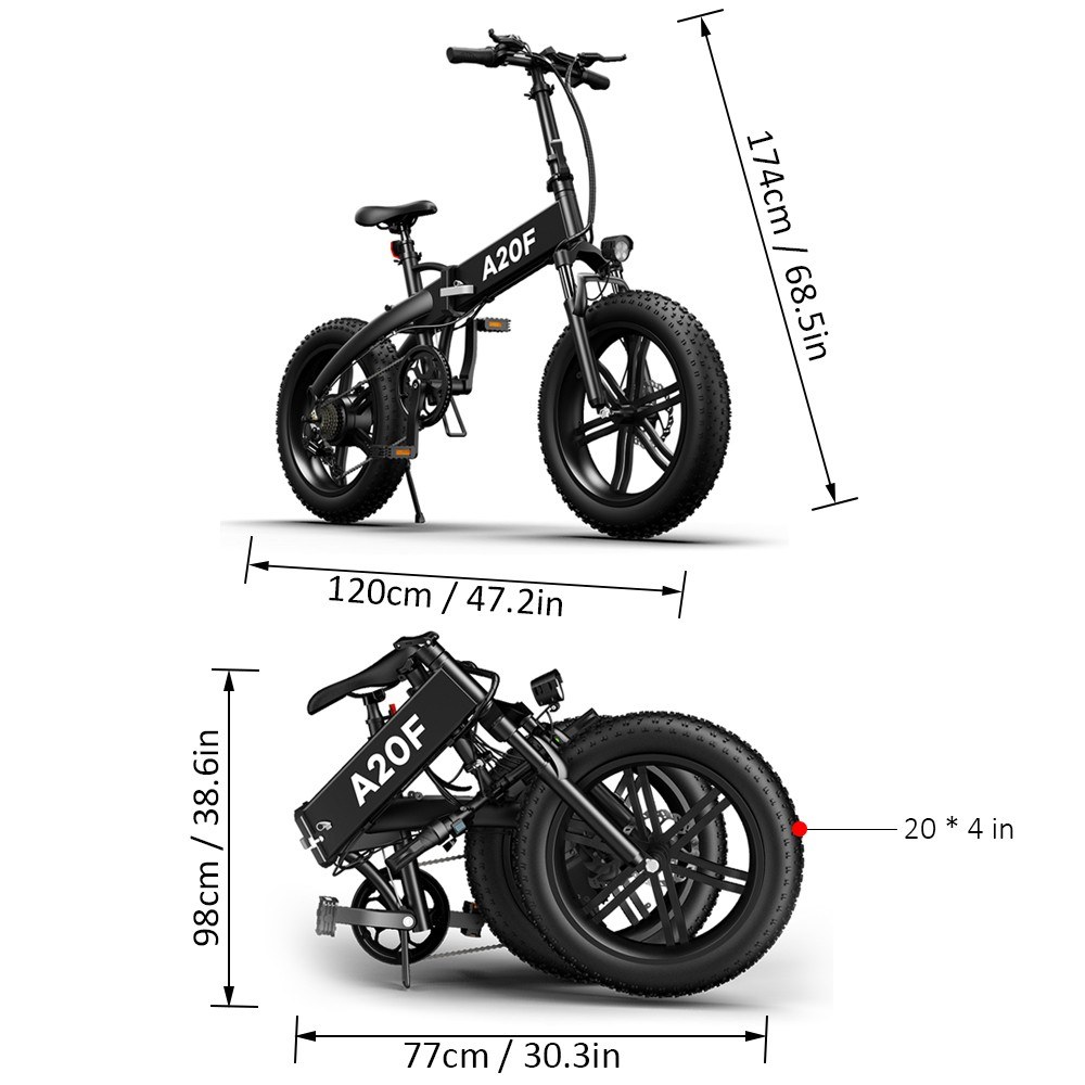 ADO A20F Folding Electric Bike 36V 500W Top Speed 25km/h