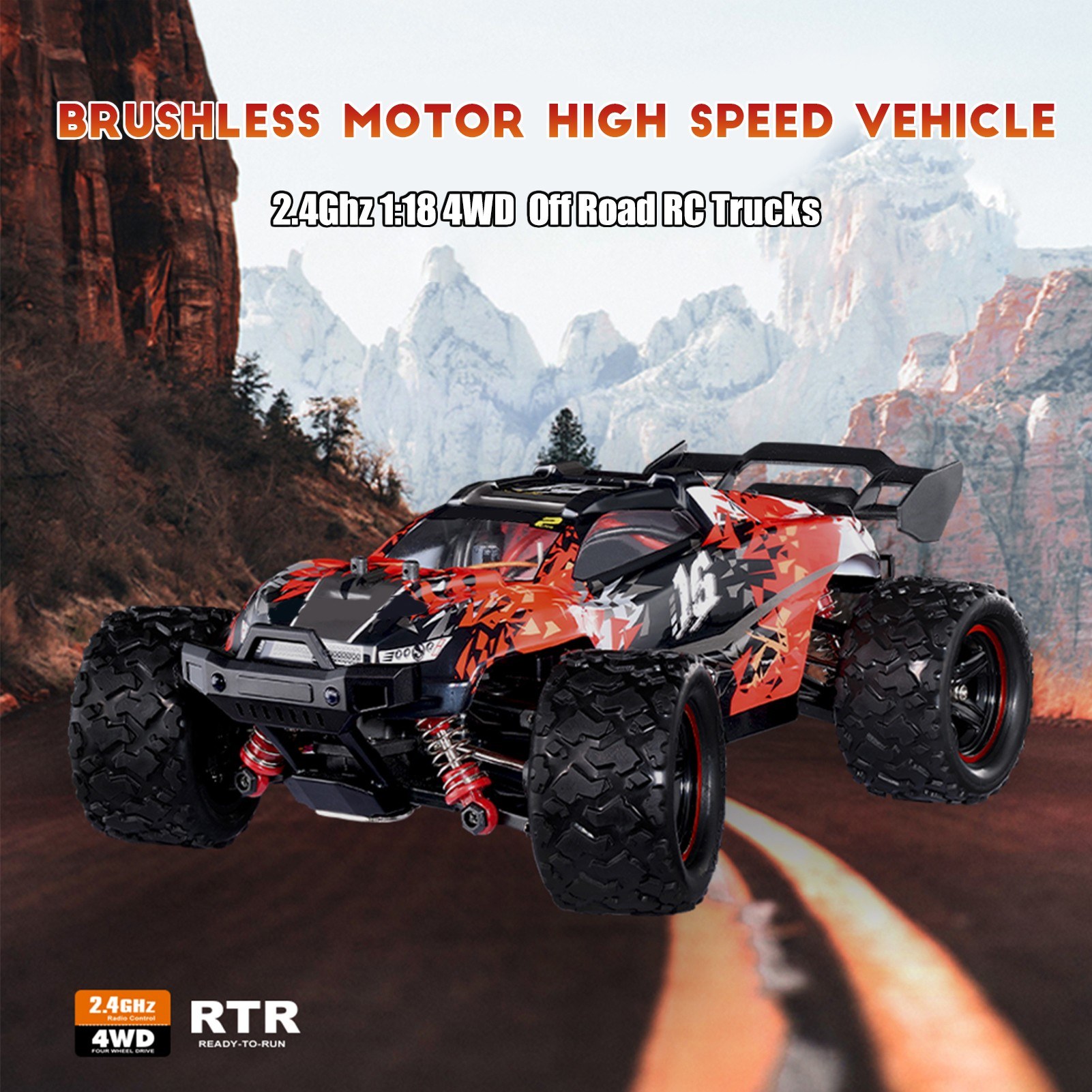 HOSPEED HS18423 RC Car 2.4Ghz 1:18 Off Road RC Trucks 4WD 60KM/H ...