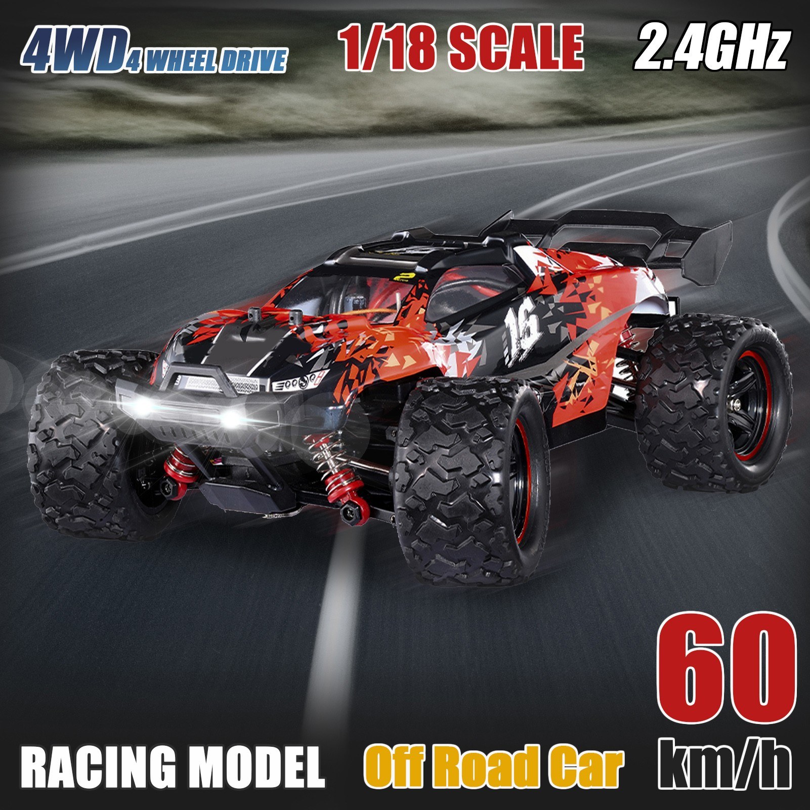HOSPEED HS18423 RC Car 2.4Ghz 1:18 Off Road RC Trucks 4WD 60KM/H ...