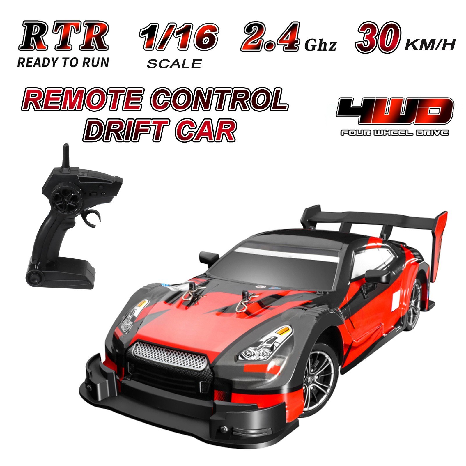 Remote Control Drift Car 1/16 Remote Control Car 2.4GHz 4WD 30km/h ...