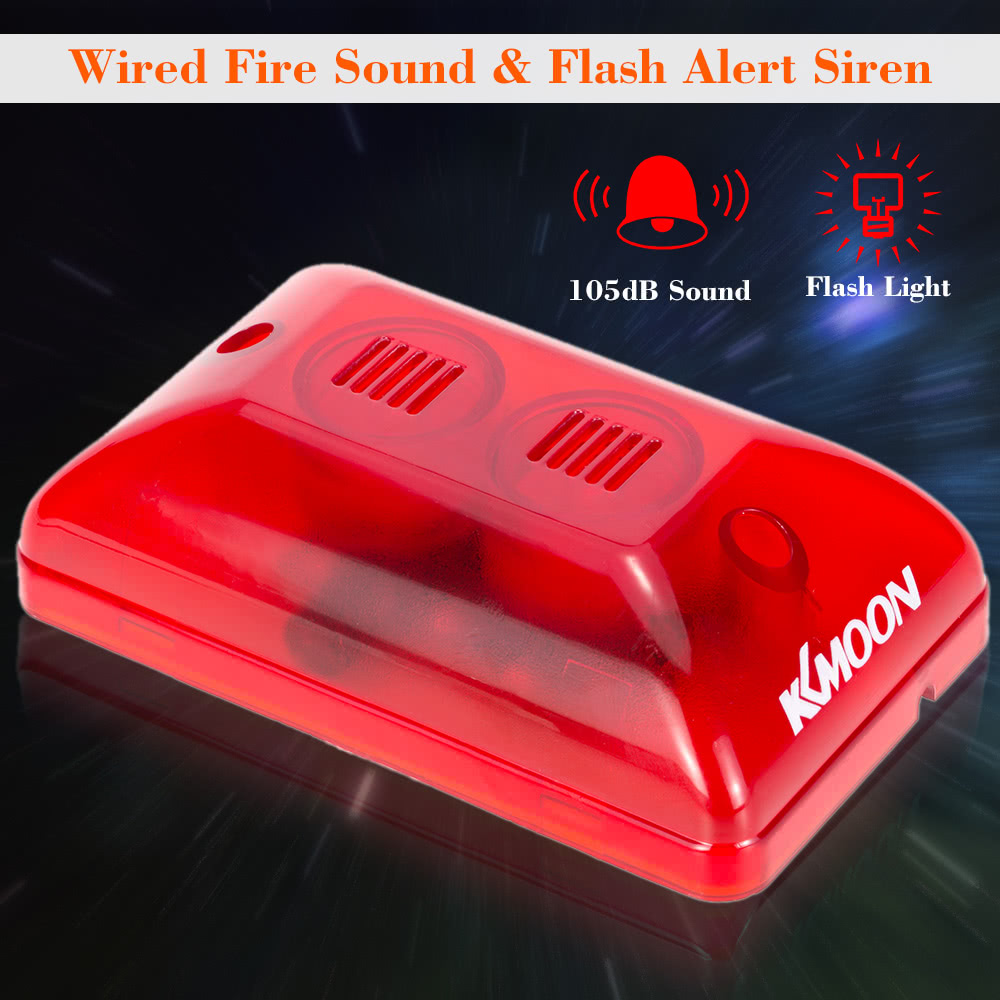 Sirène d’alarme incendie KKmoon filaire Sound & Strobe corne alerte ...