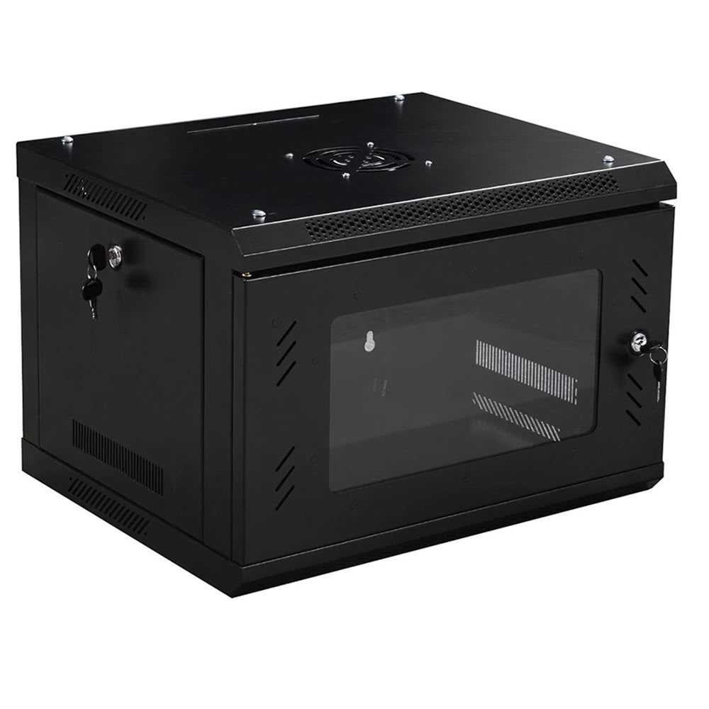 6U Wall Mount Network Cabinet Server Data Box Enclosure Rack Glass Door ...