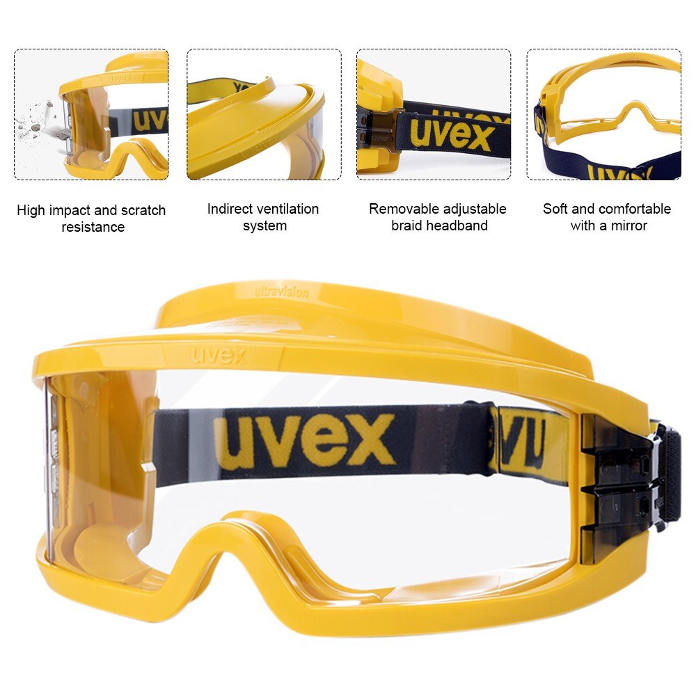 UVEX Safety Goggles Anti-impact Anti-fog Chemical Labor Protective ...
