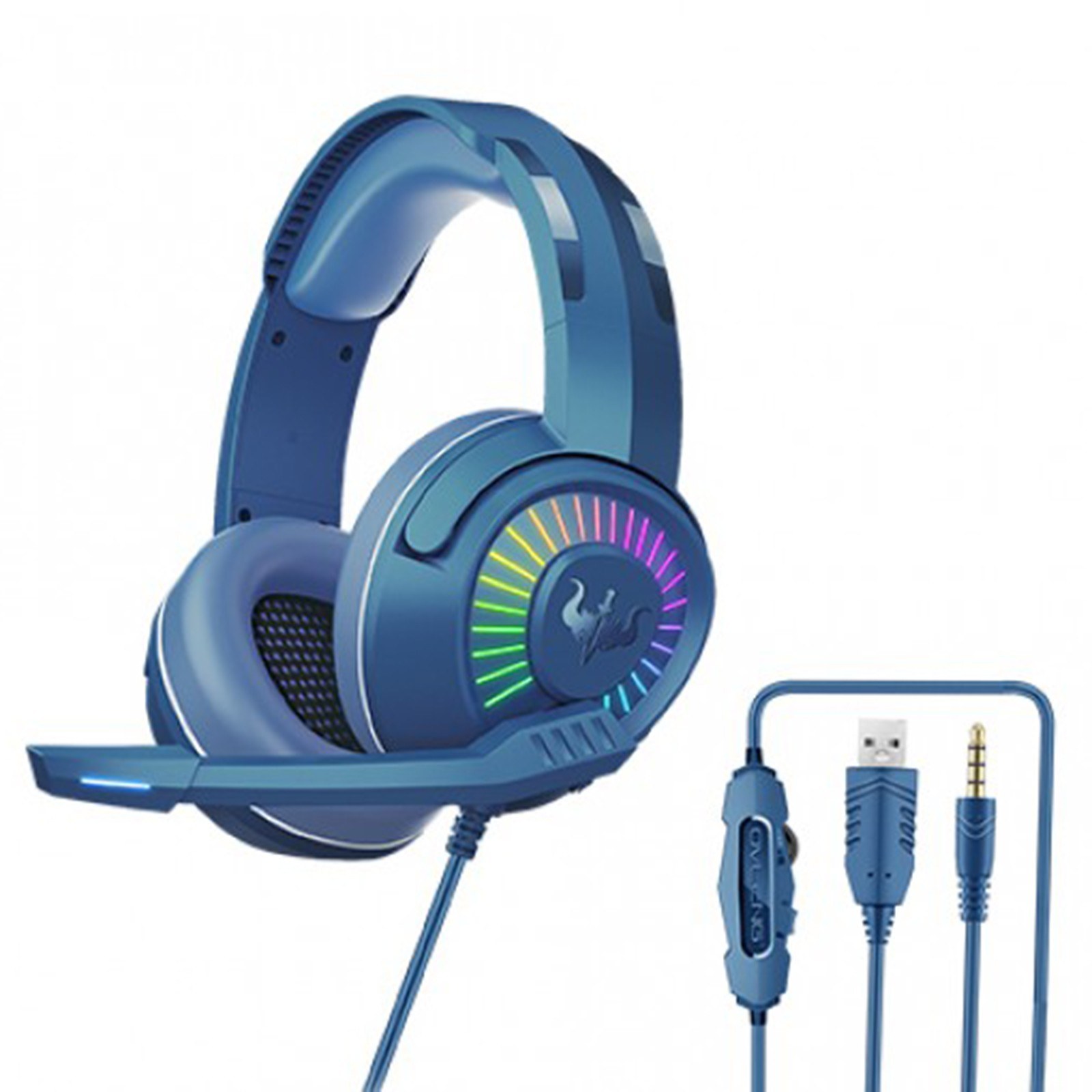 OVLENG GT67 Wired Headset Head-Mounted Earphone 3.5MM USB Interface LED ...