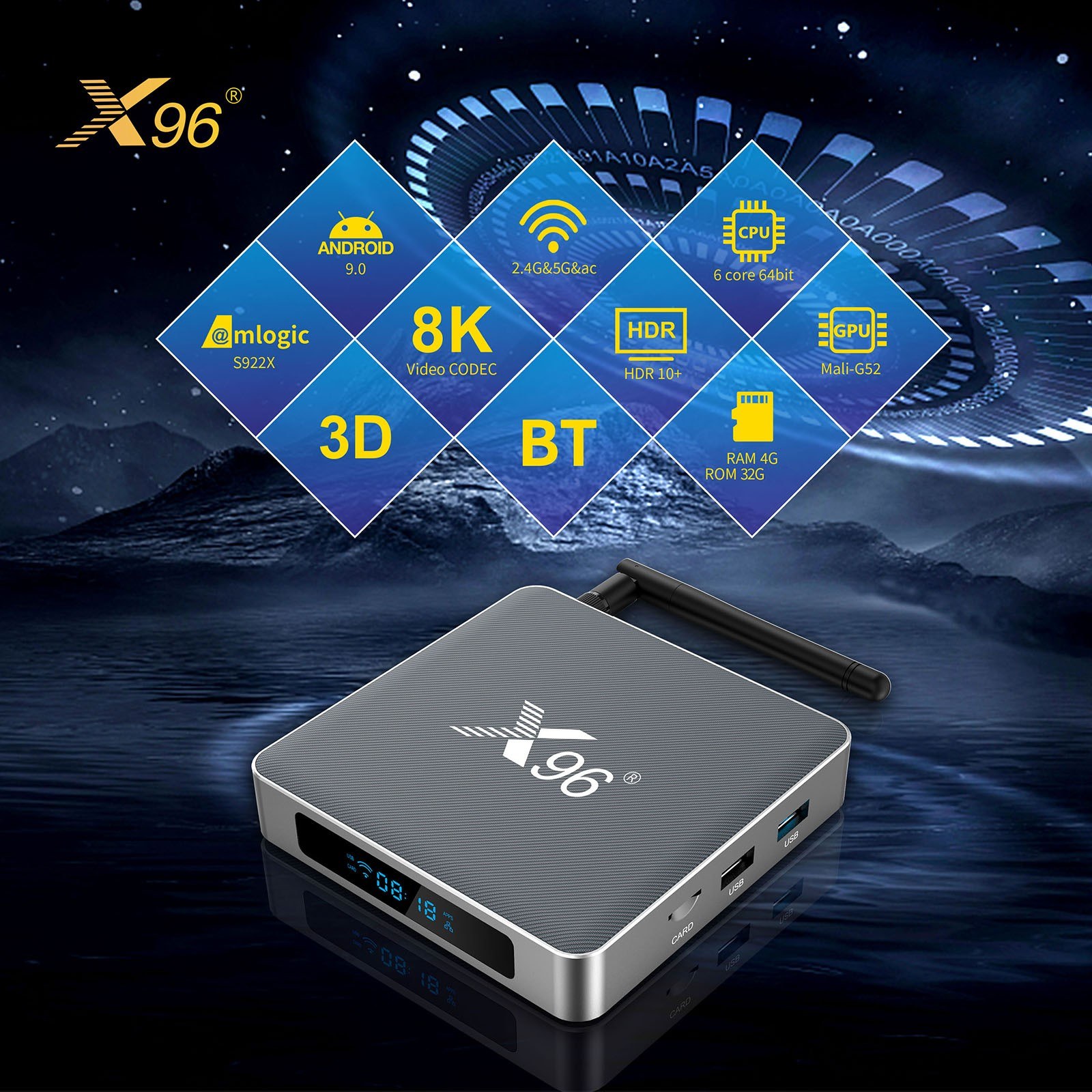 X96 X9 Android 9.0 Smart TV Box Amlogic S922X 4GB / 32GB 2.4G & 5G WiFi 1000M LAN 4K Media ...