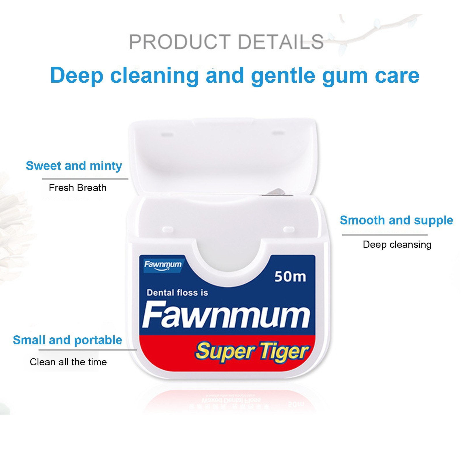 Mint Flavour Roll Floss Floss String with Carrying Case for Adults Kids ...