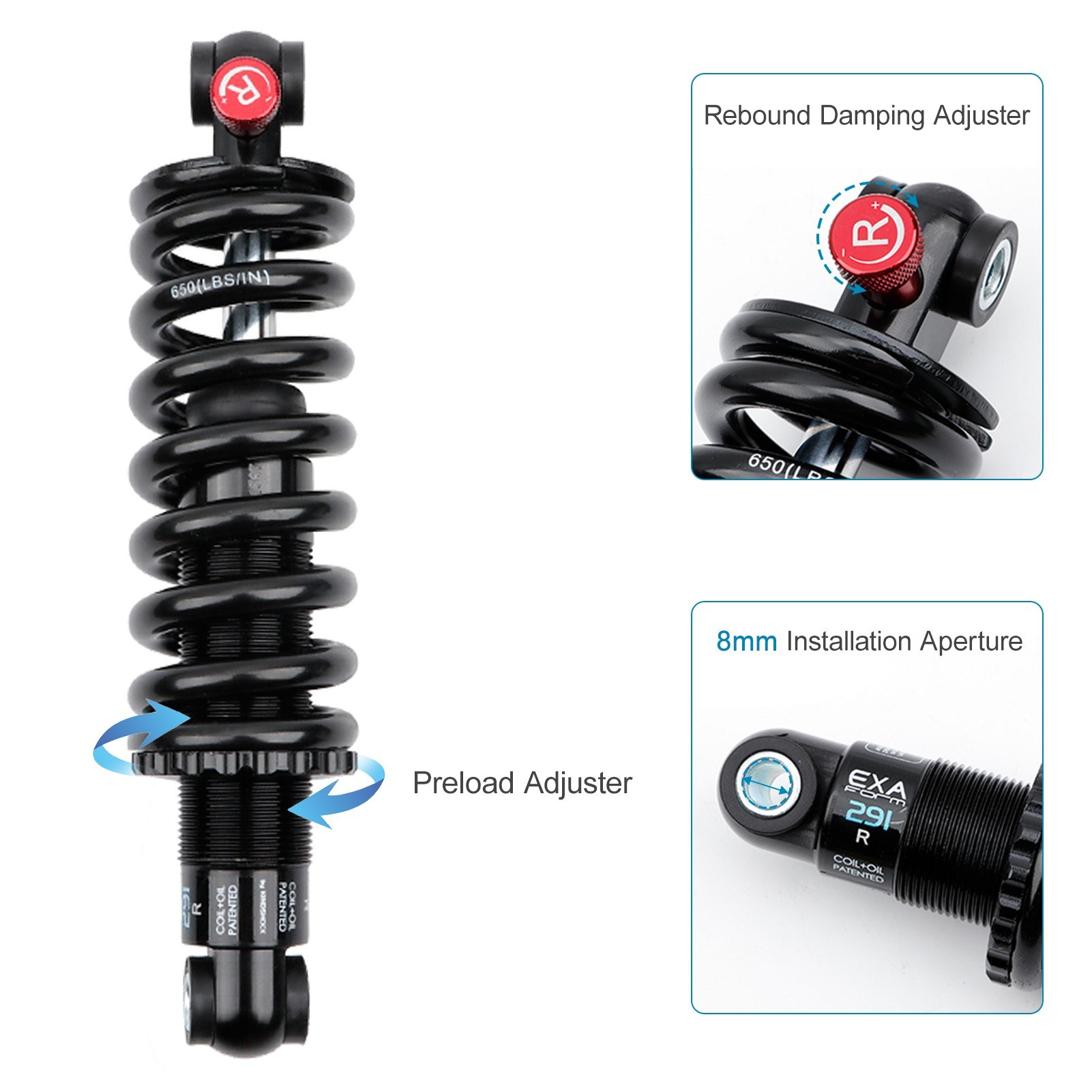 Spring Rear Shock Absorber with 2 System Adjustments for Downhill MTB ...
