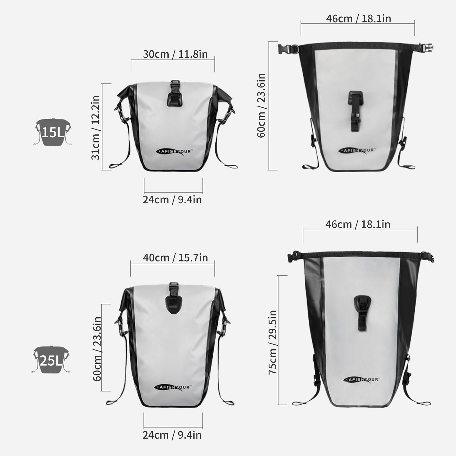 15L/25L Cycling Trunk Bag Waterproof Bicycle Rear Rack Bag Rear Seat ...