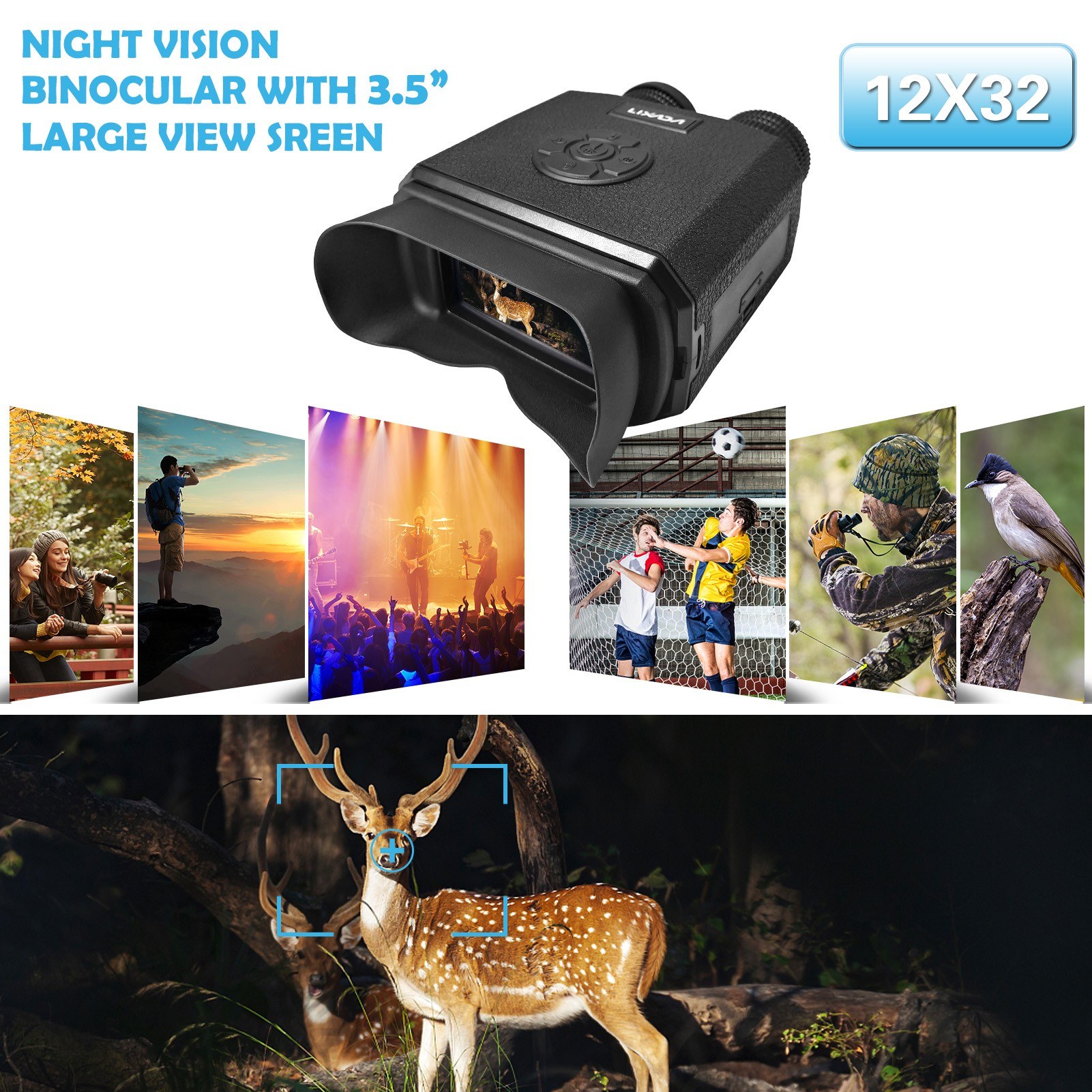 LIXADA 8X Digital Zoom Night Vision Binoculars IR Night Vision Scope ...