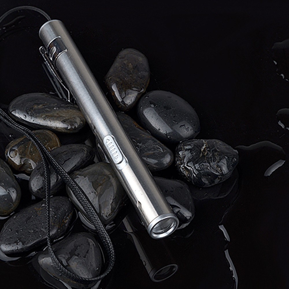 USB Mini Rechargeable Flashlight Stainless Steel Strong Light LED ...