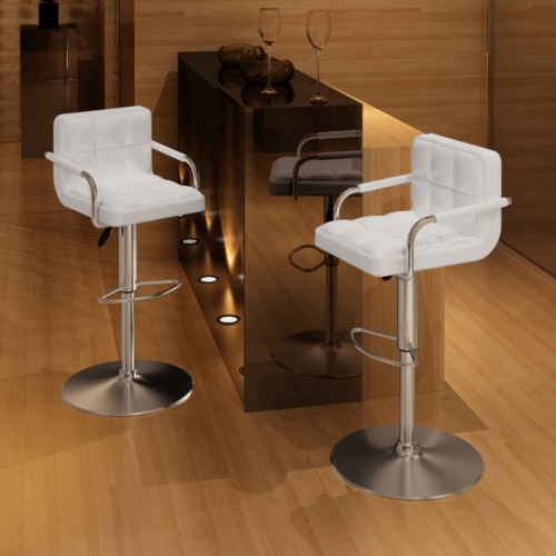 240462 2 x Bar Stool Blanco Con Apoyabrazos
