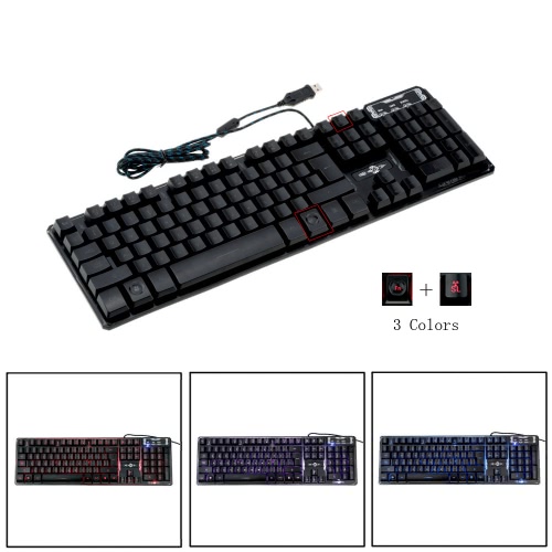 Wired LED Adjustable 3 Colors Backlit Backlight Gaming Keyboard for ...